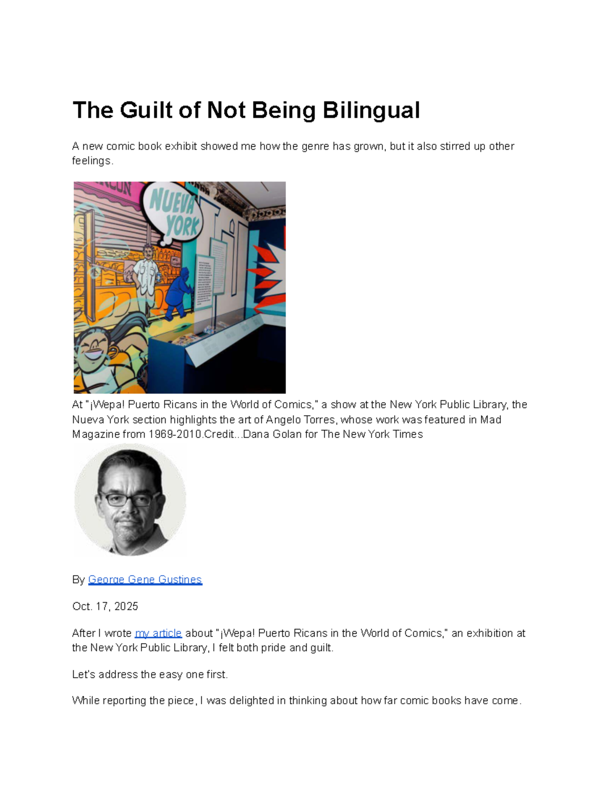 The Guilt of Not Being Bilingual: Insights from a Comic Exhibit - Studocu