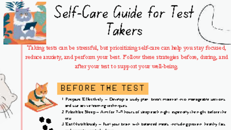 Self-Care Strategies for Test Takers - CTE Practice Guide - Studocu