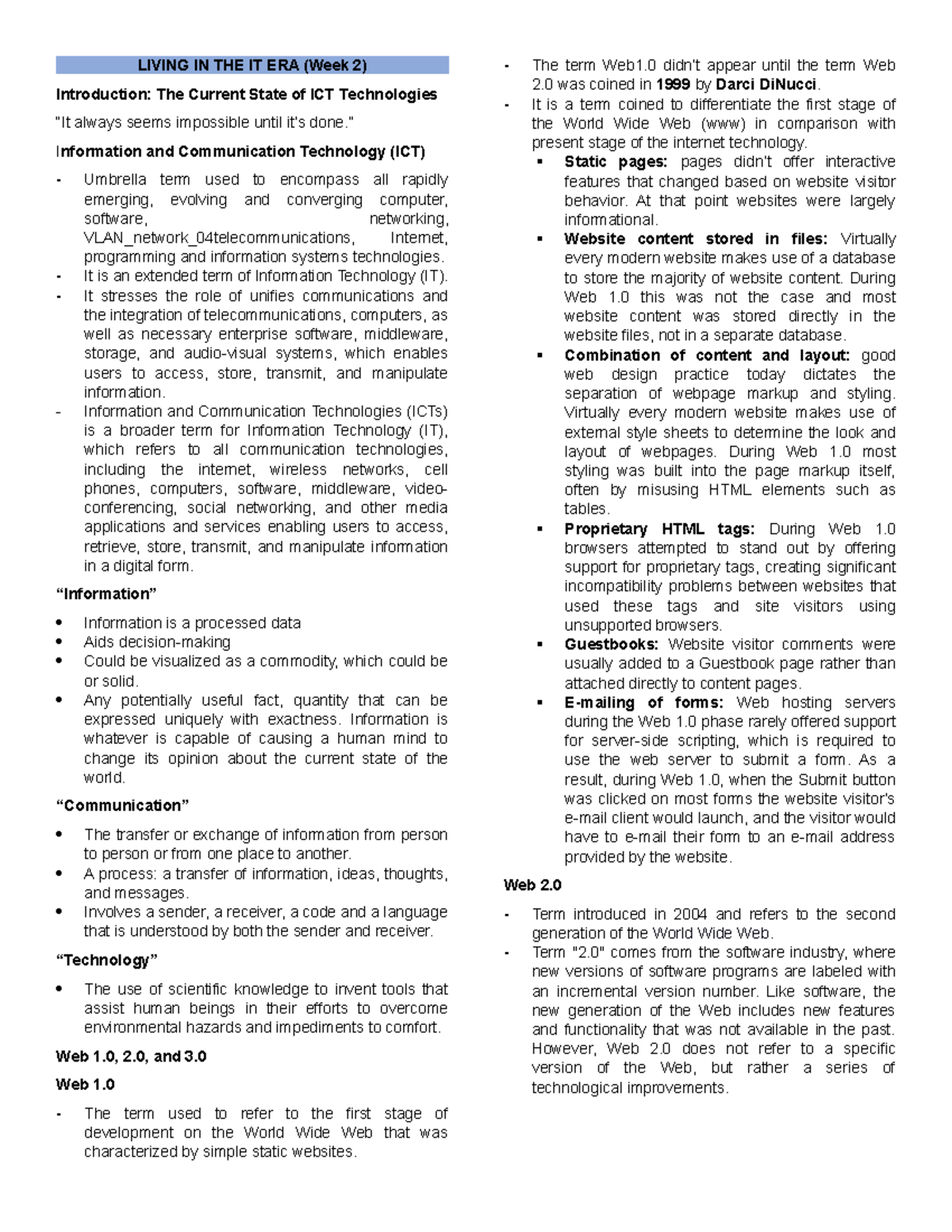 Module 1 - THE Current State OF ICT Technologies - LIVING IN THE IT ERA ...