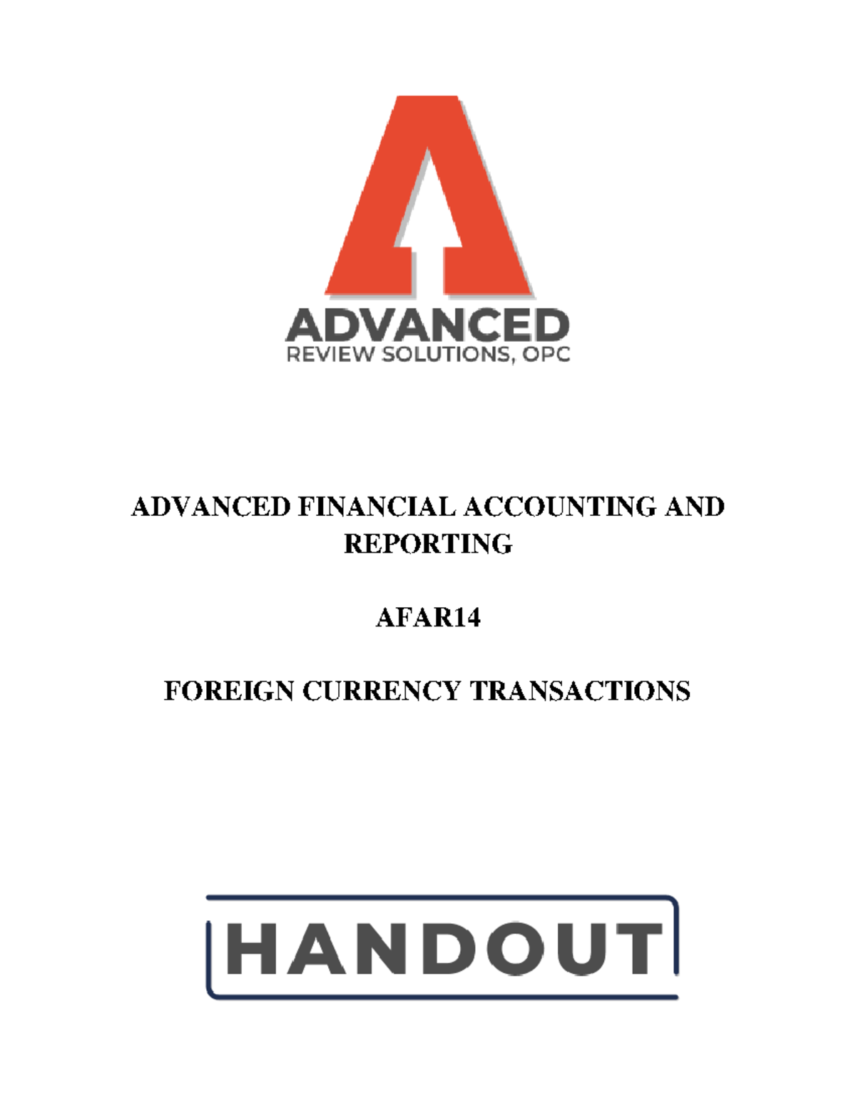 AFAR 14 - Integrated Review of Foreign Currency Transactions - Studocu