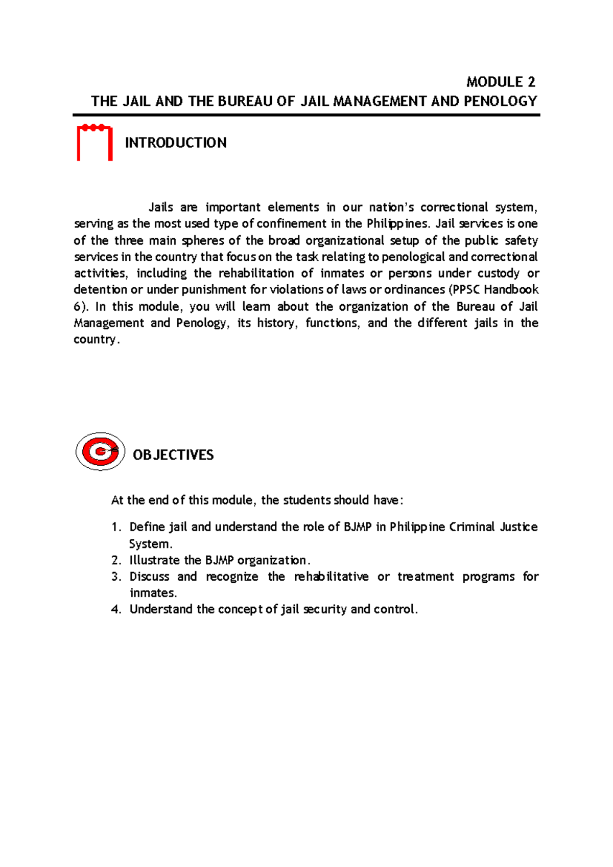 Philippine Jails under DILG - MODULE 2 THE JAIL AND THE BUREAU OF JAIL MANAGEMENT AND PENOLOGY ...