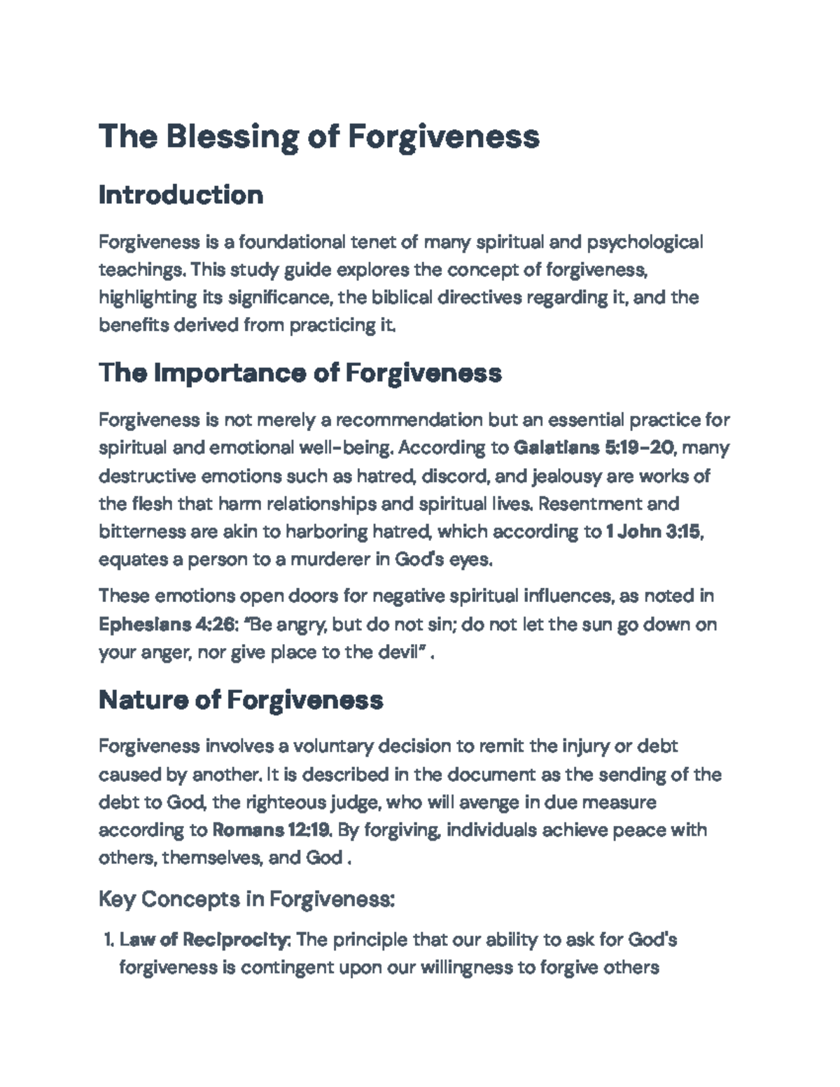 Forgiveness Study Guide: Key Biblical Principles and Steps to Healing ...