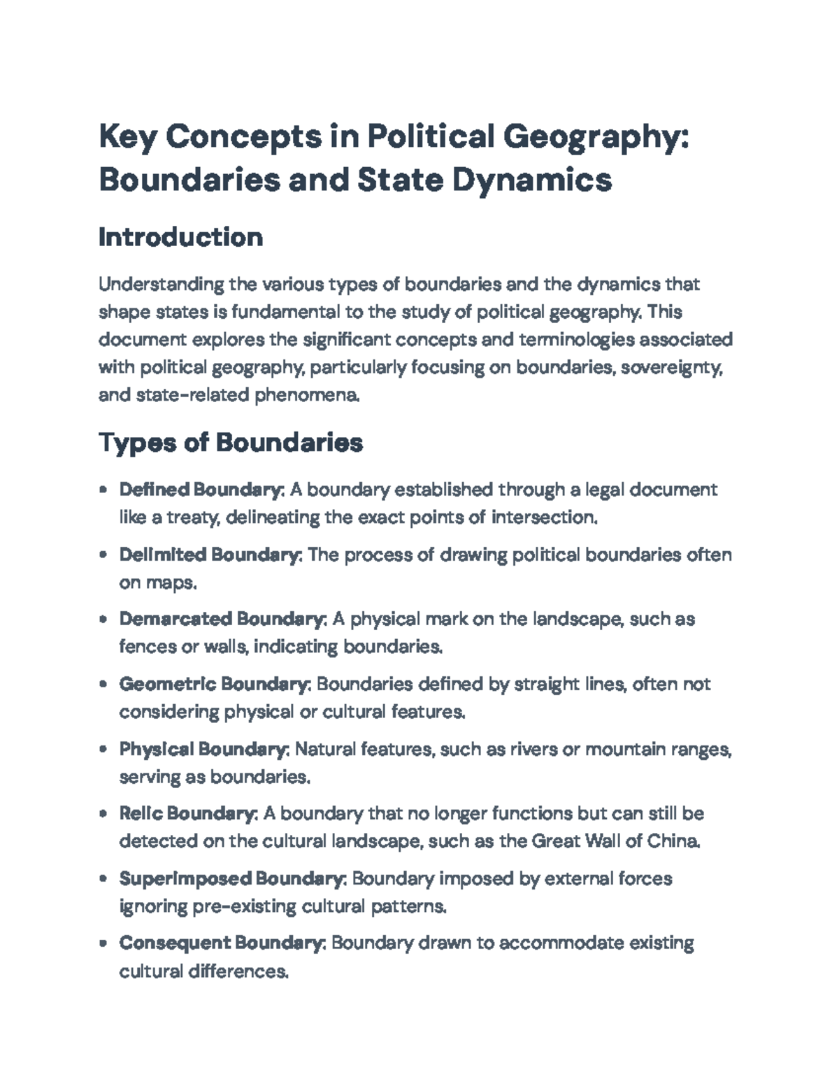Key Concepts in Political Geography: Boundaries and State Dynamics ...