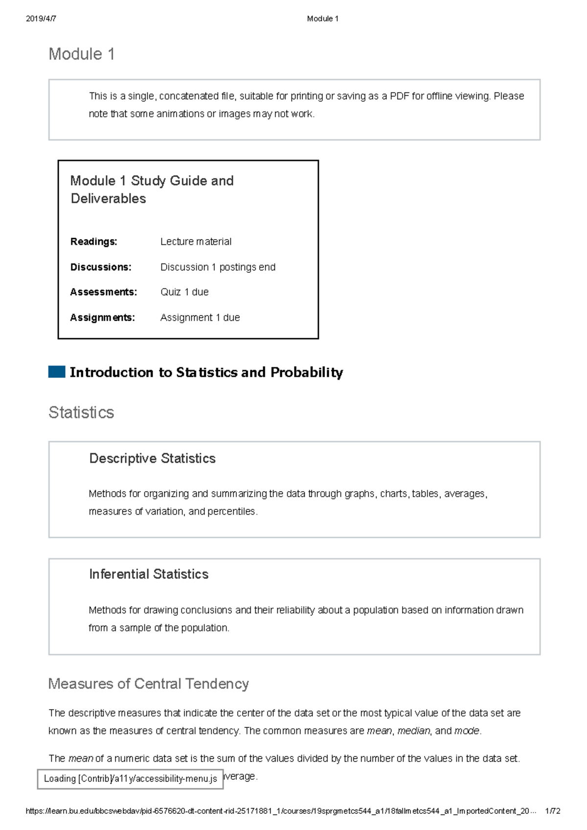 Module 1 - Introduction to Statistics & Probability Study Guide - Studocu
