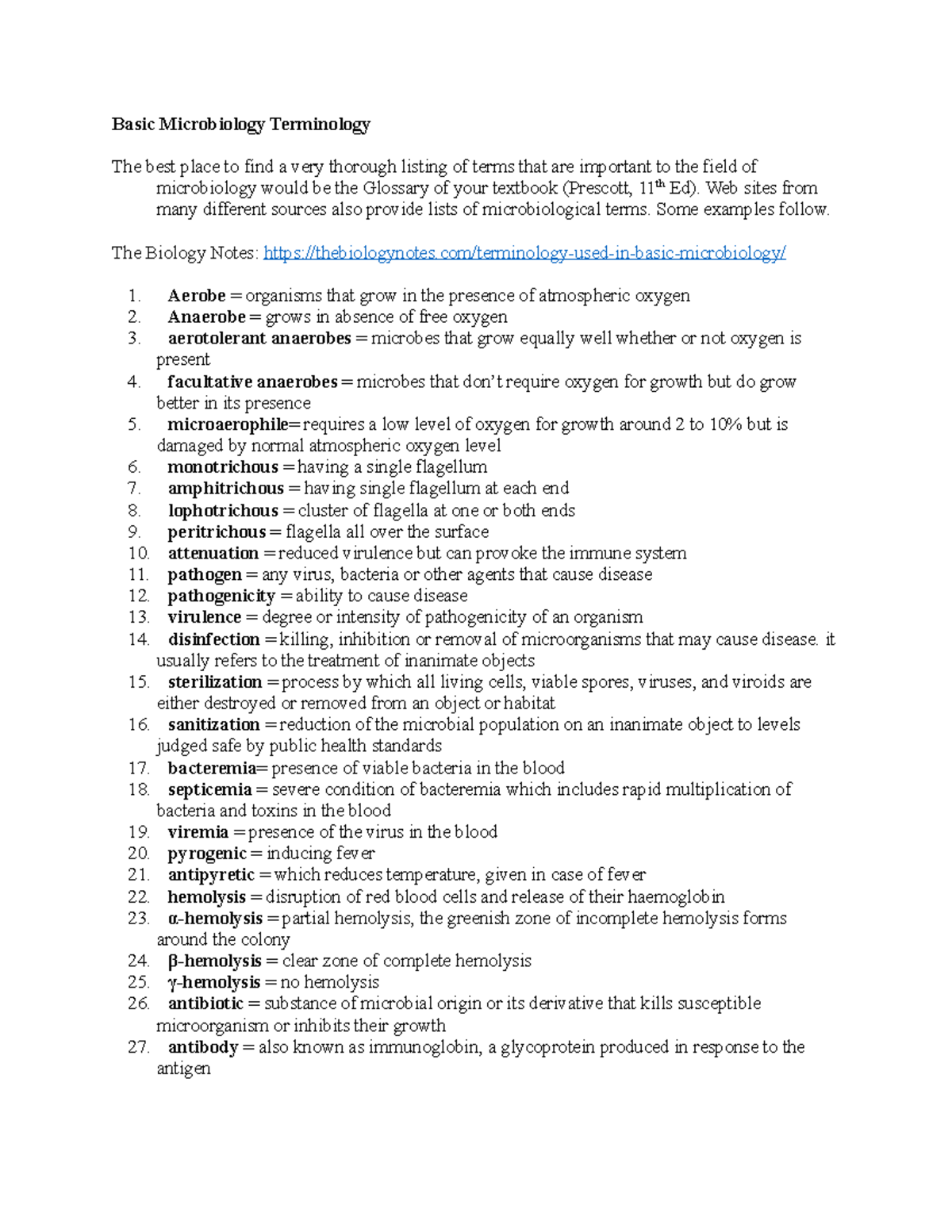 Microbiology Terminology Glossary: Key Terms Explained (BIOL 101) - Studocu