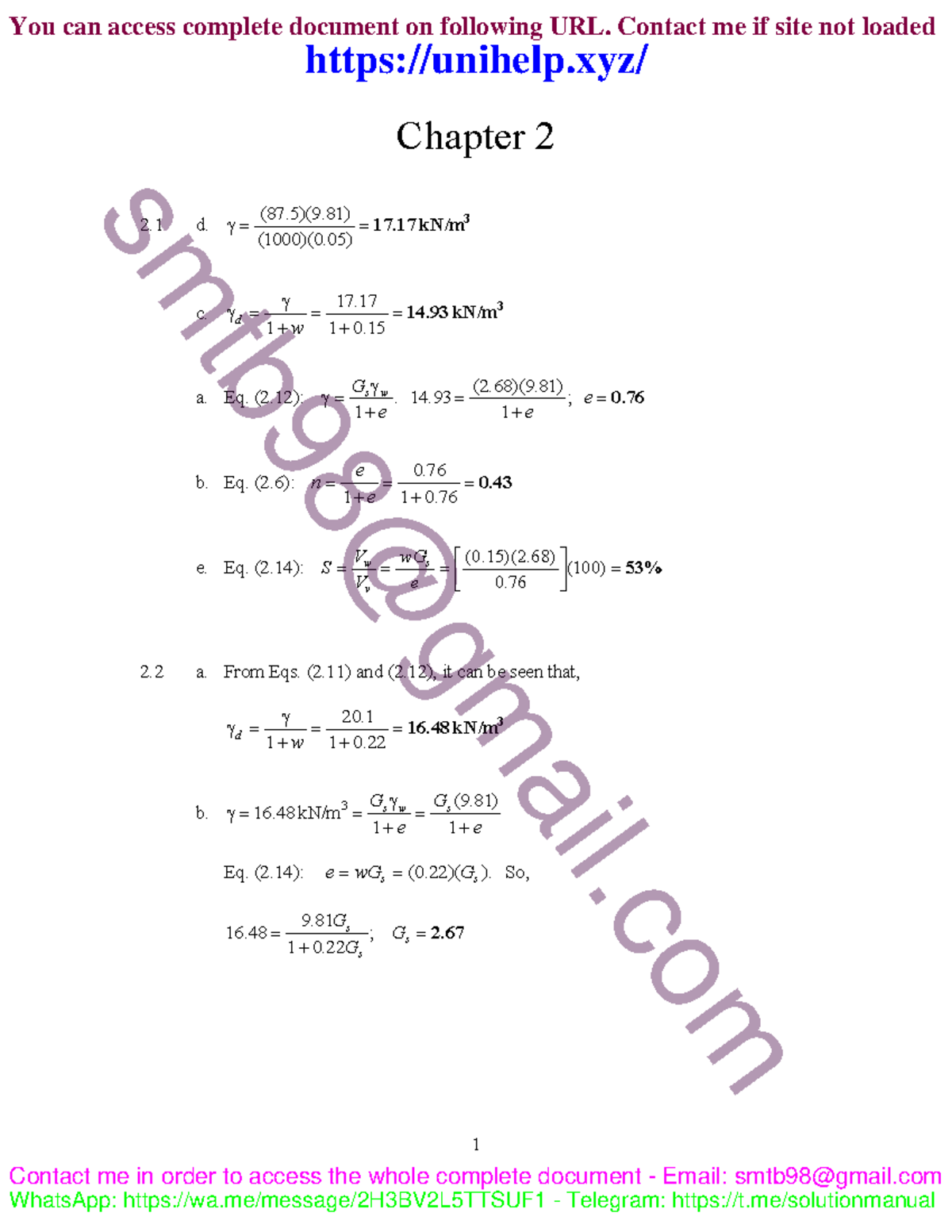 Solution Manual for Foundation Engineering (8th Ed) - Ch. 2 Details ...