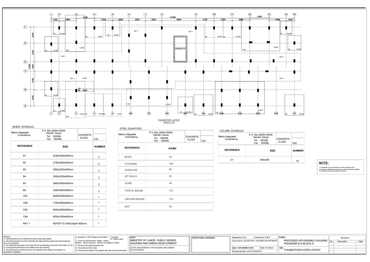 14-03-2024 Block A 9 Floors Chuka & Muguga AHP Structural Drawings - 2 ...