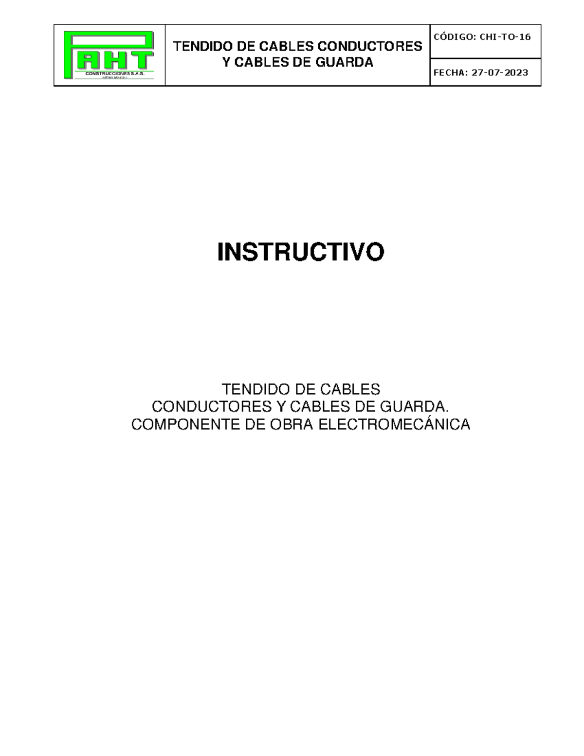 Instructivo para el Tendido de Cables Conductores y de Guarda 220 kV ...