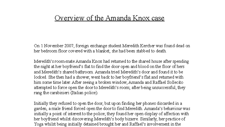 Amanda Knox Case Study: Forensic Evidence & Trials (AC3) - Studocu