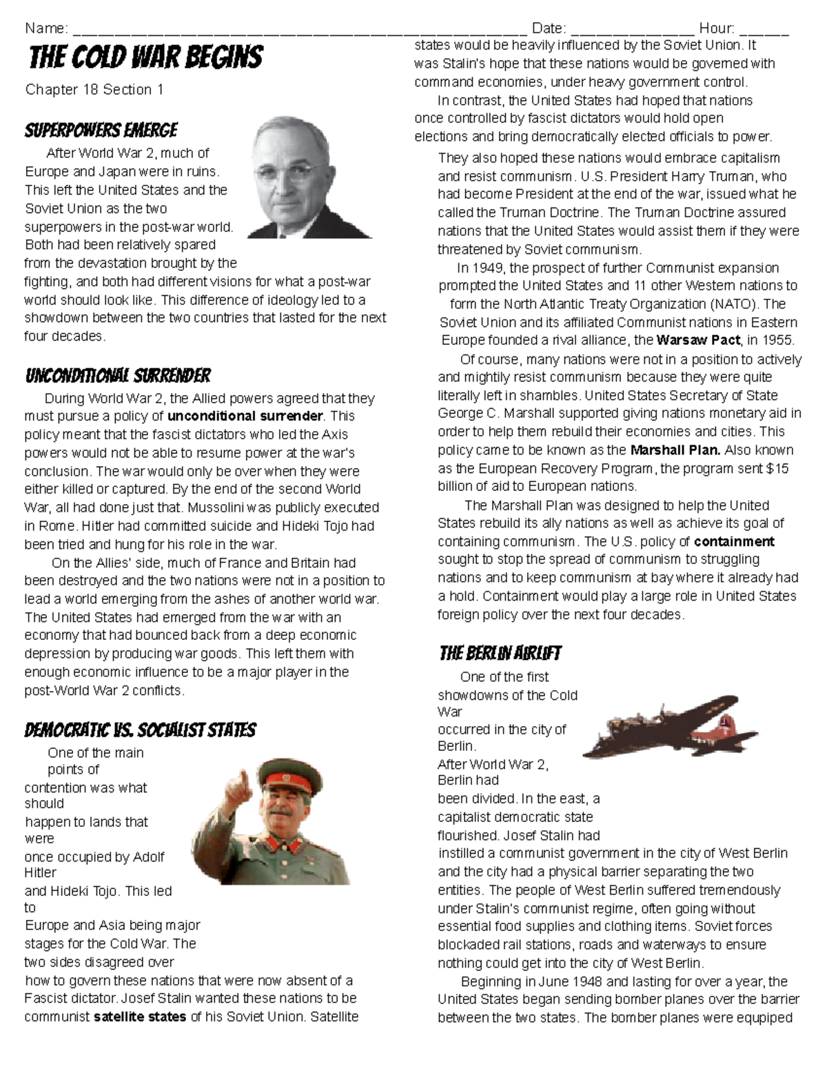 Cold War Overview & Cuban Missile Crisis Insights (Ch 18 Sec 1 & 3 ...