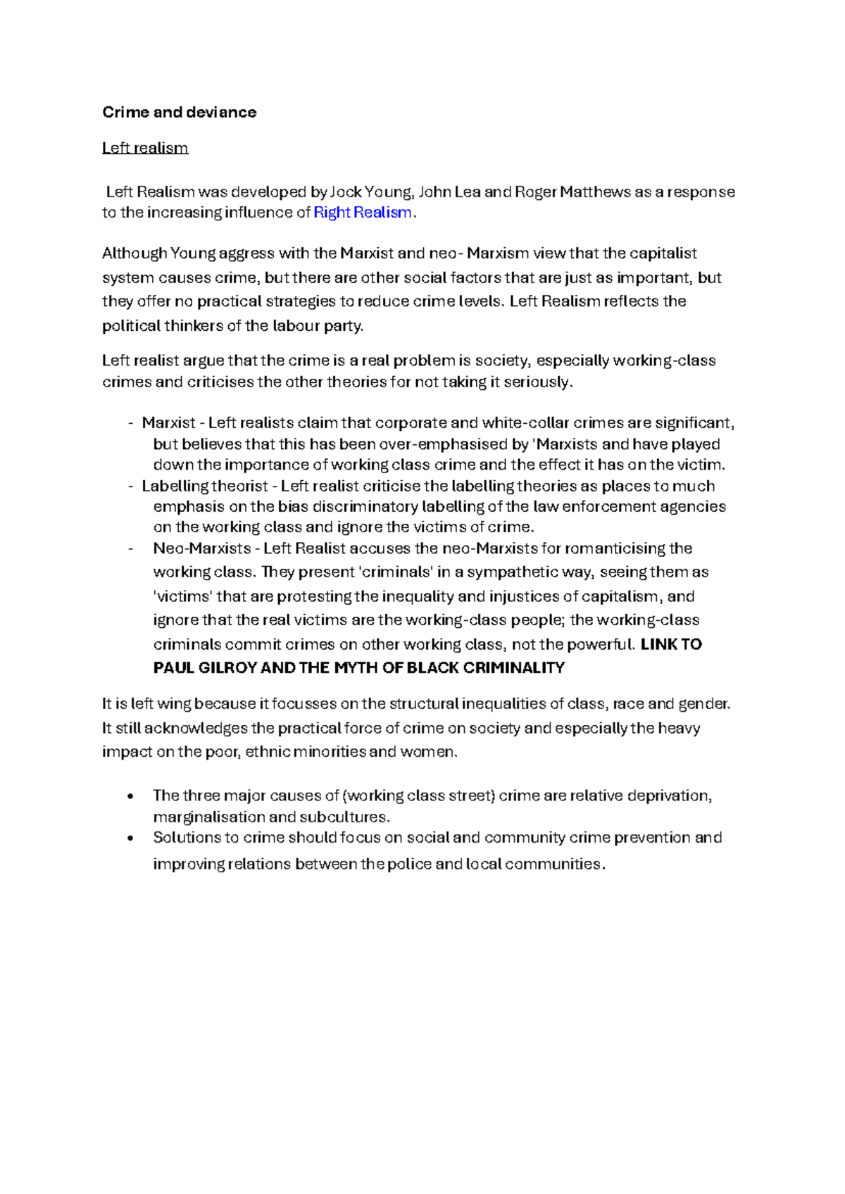 Left Realism and Crime: Understanding Social Inequalities and Actions ...