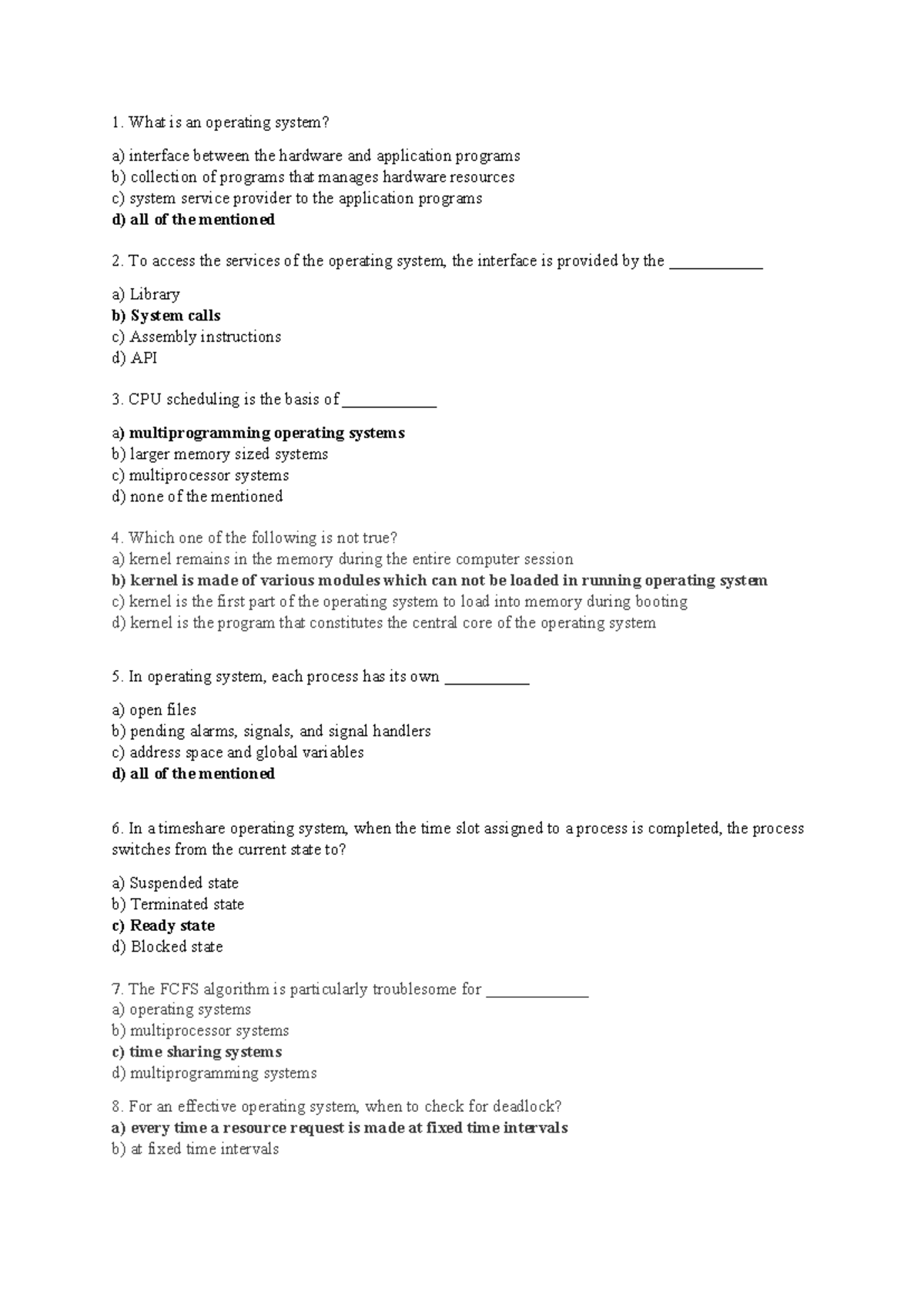 OS MCQs - Operating System Concepts and Questions - Studocu