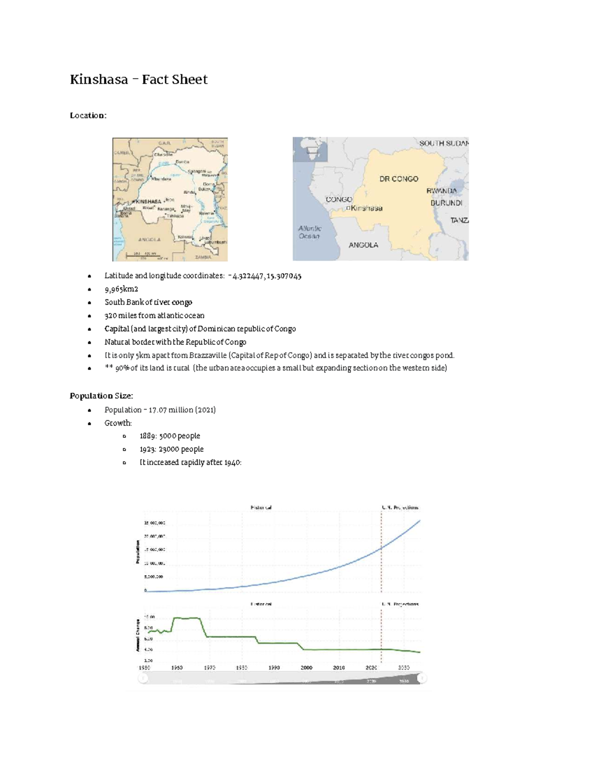 Kinshasa Fact Sheet: Key Data & Location Insights - Studocu