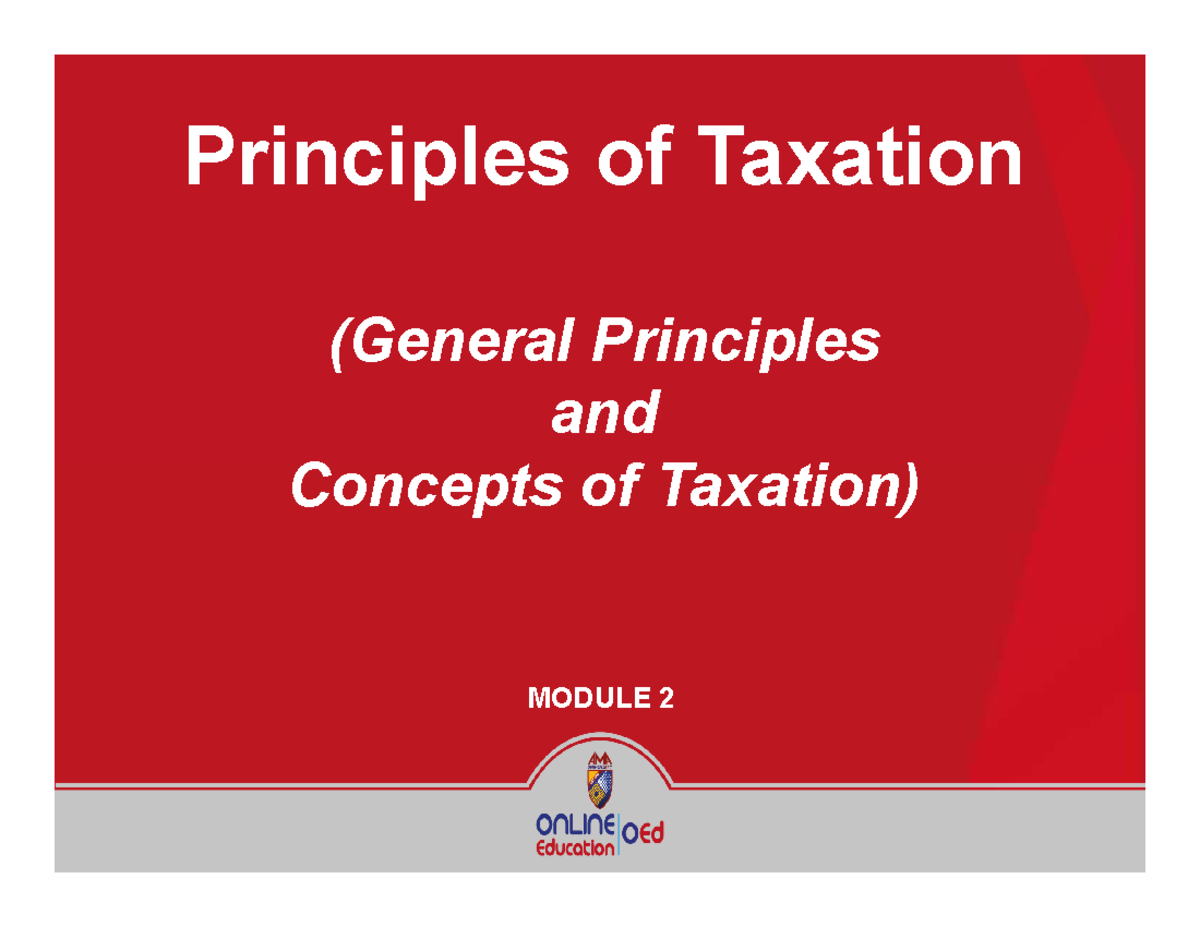 W2-Module 2 Principles of Taxation: Inherent Powers & Distinctions ...