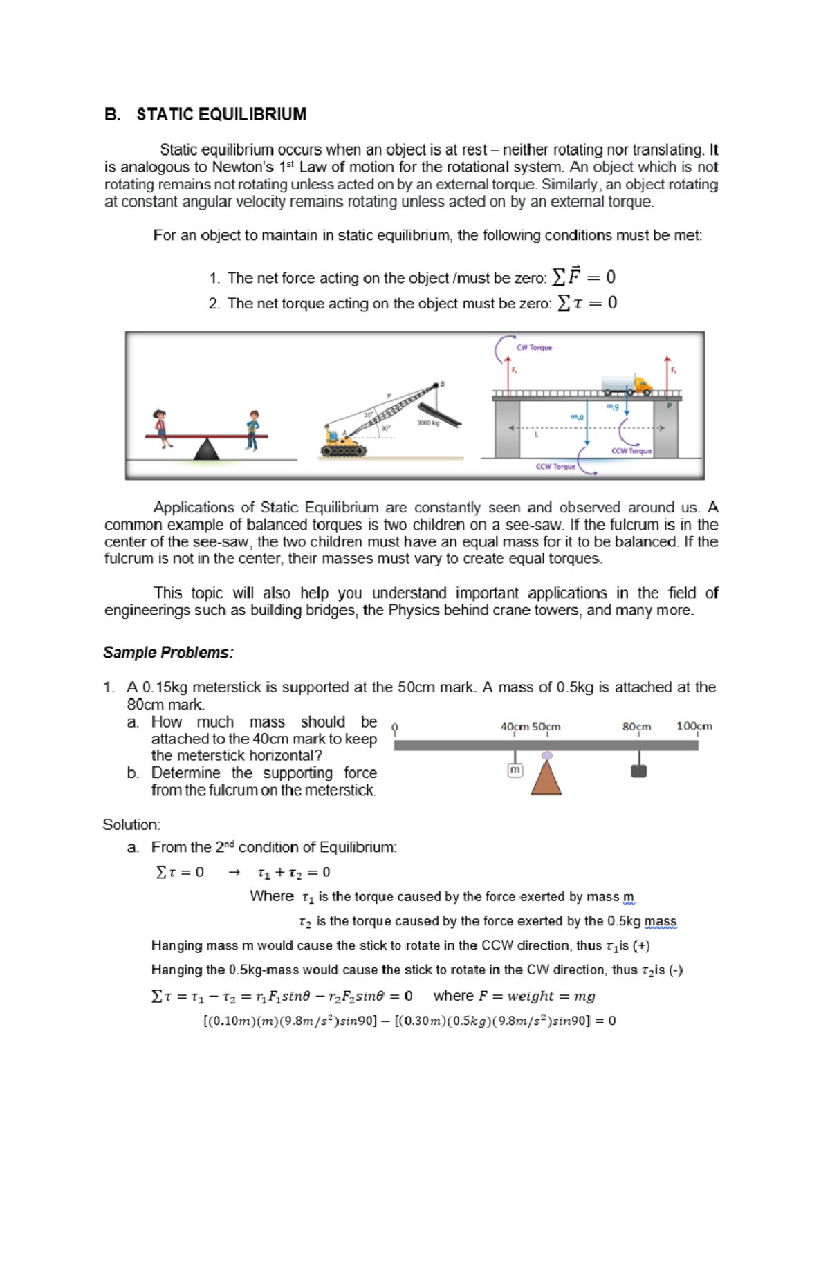 Static- Equilibrium - Earth Science - Studocu