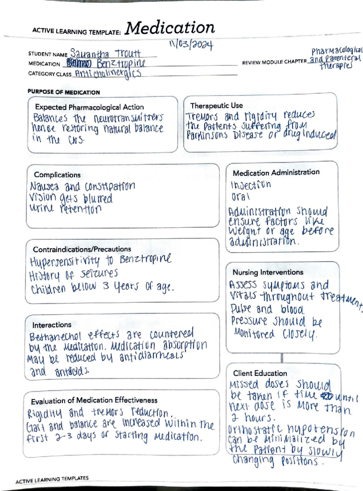 ACTIVE LEARNING TEMPLATE: MEDICATION REVIEW MODULE CHAPTER 1 - Studocu