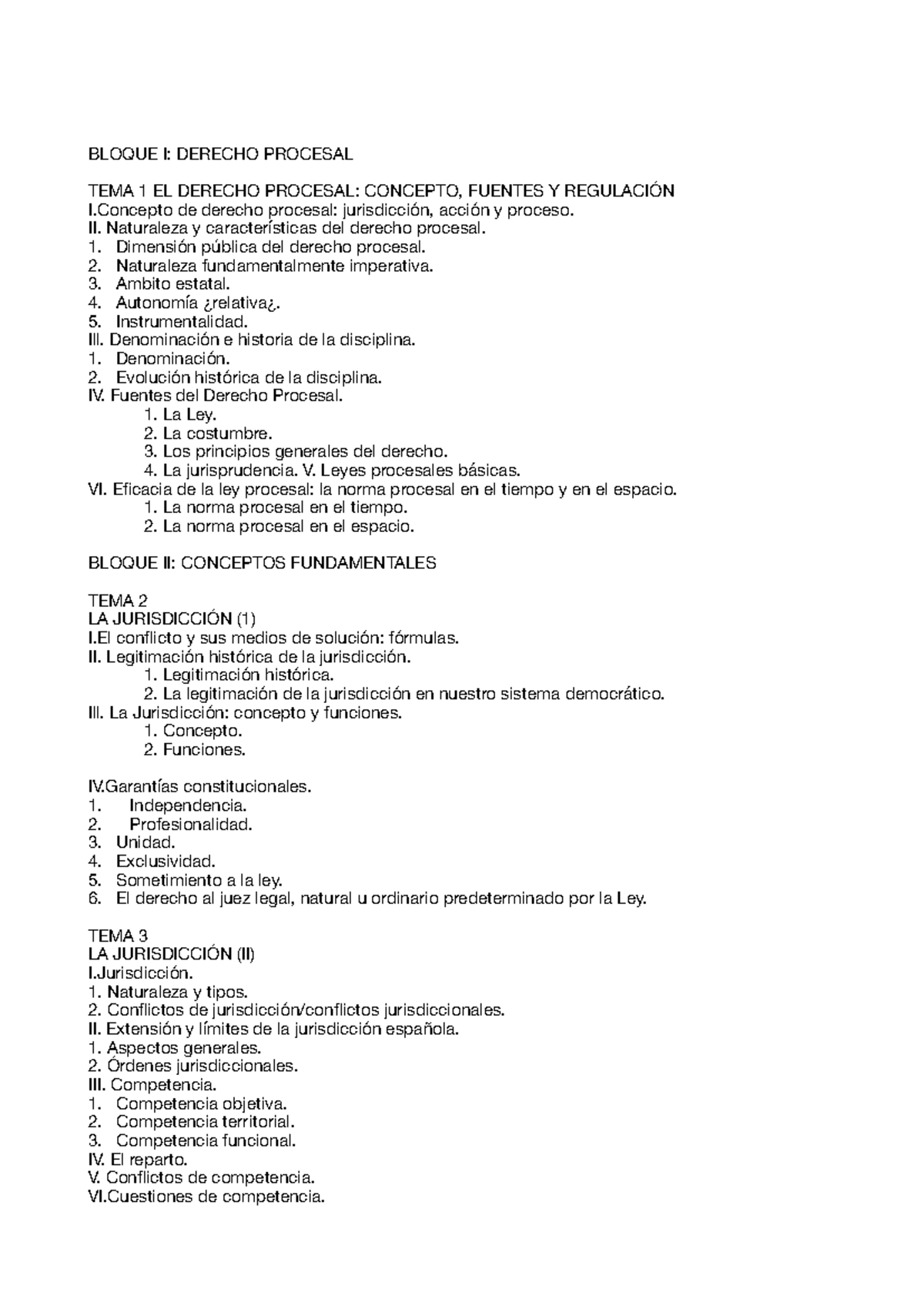 BLOQUE I: DERECHO PROCESAL - CONCEPTOS Y FUENTES CLAVE - Studocu