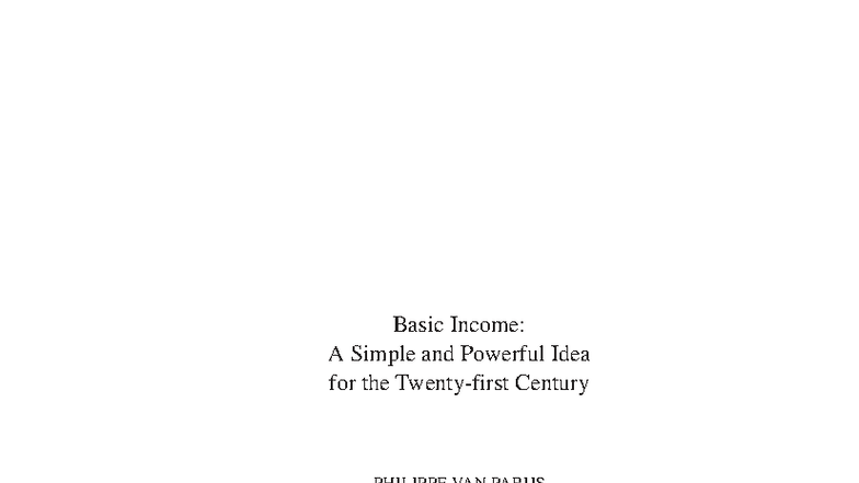 POLITICS 32: Universal Basic Income - A Powerful Proposal by Philippe ...