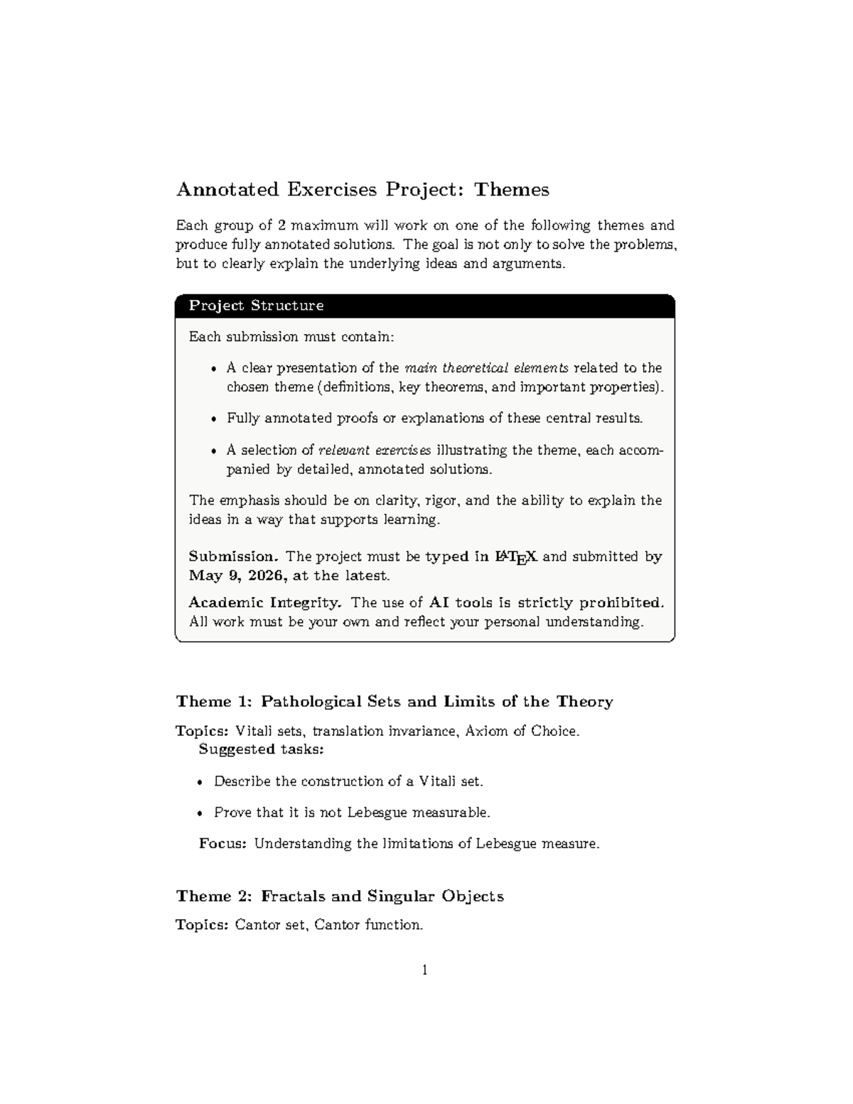 Annotated Exercises Project: Themes Instructions for Submission - Studocu