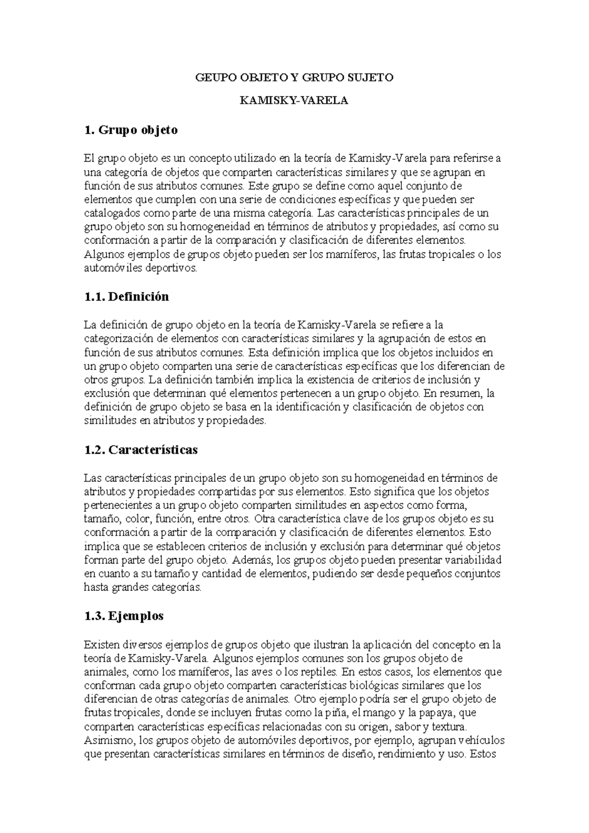 Geupo Objeto Y Grupo Sujeto - GEUPO OBJETO Y GRUPO SUJETO KAMISKY ...