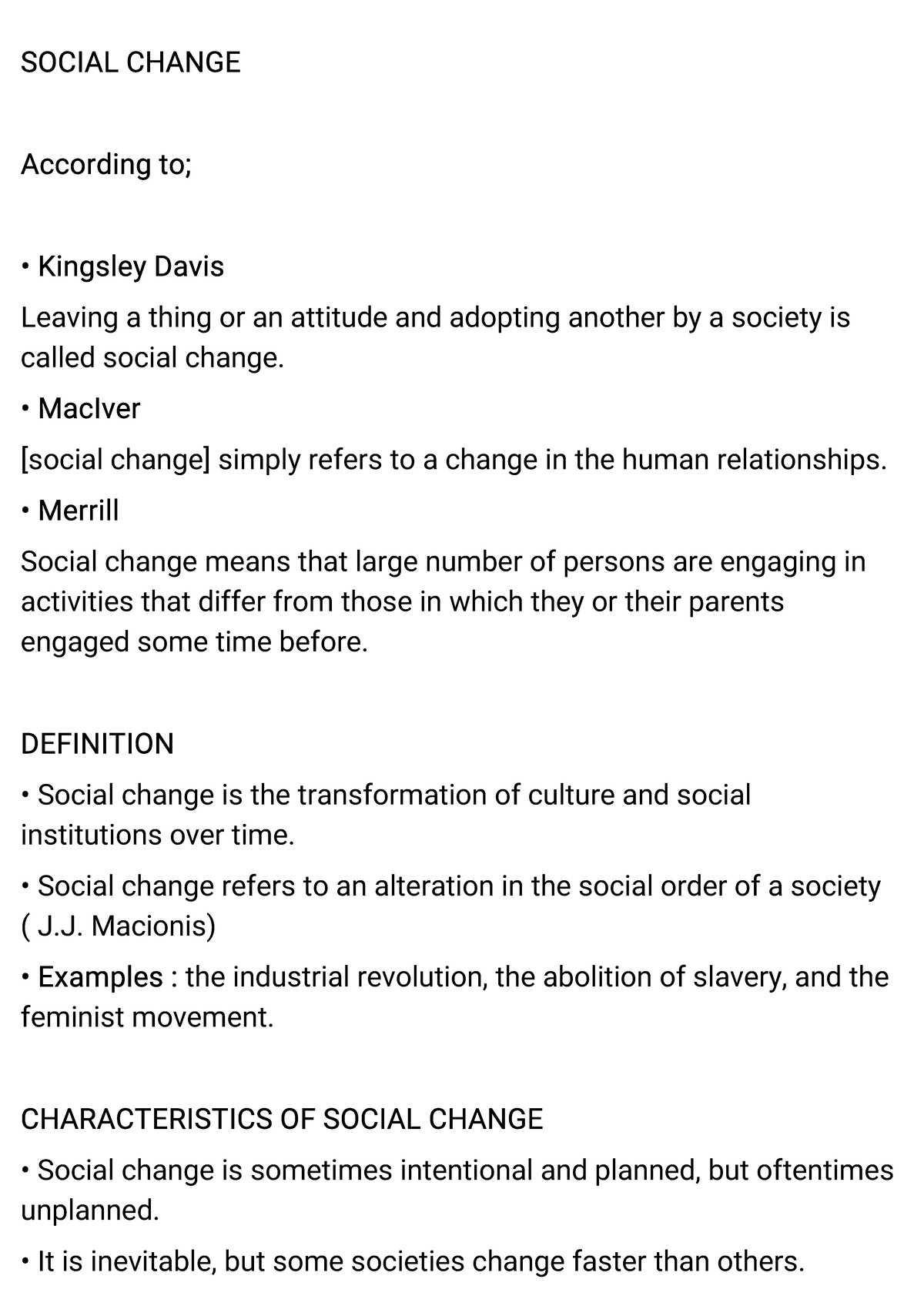 Definition; Social Change - SOCIALCHANGE Accordingto; KingsleyDavis ...