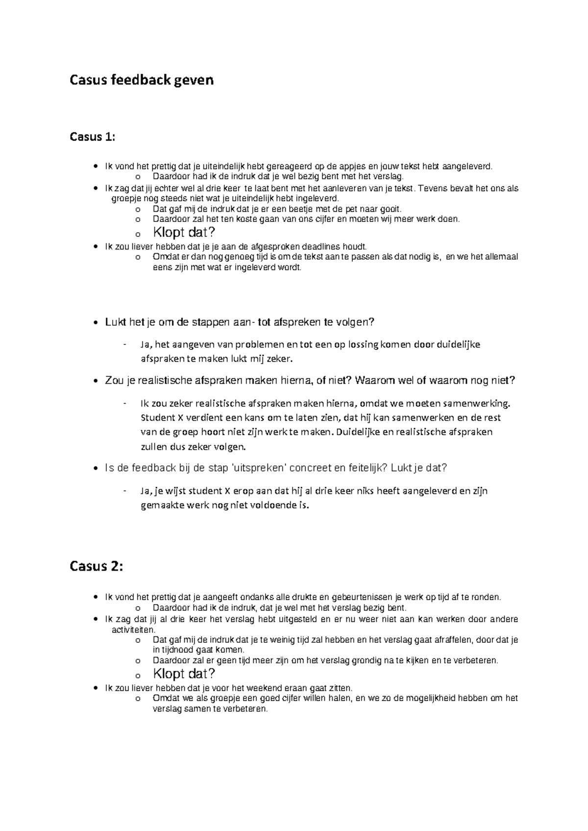 107 Module Casus: Effectieve Feedback Geven en Ontvangen - Studeersnel