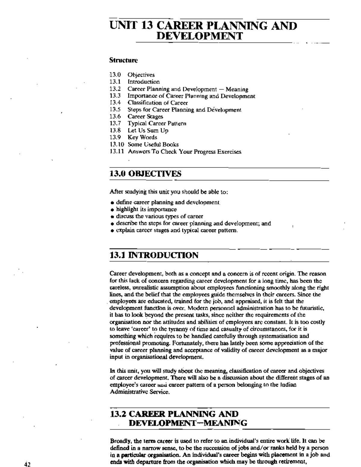 Career plan and dev - UNIT 13 CAREER PLANNING AND DEVELOPMENT Structure 13 Objectives 13 - Studocu