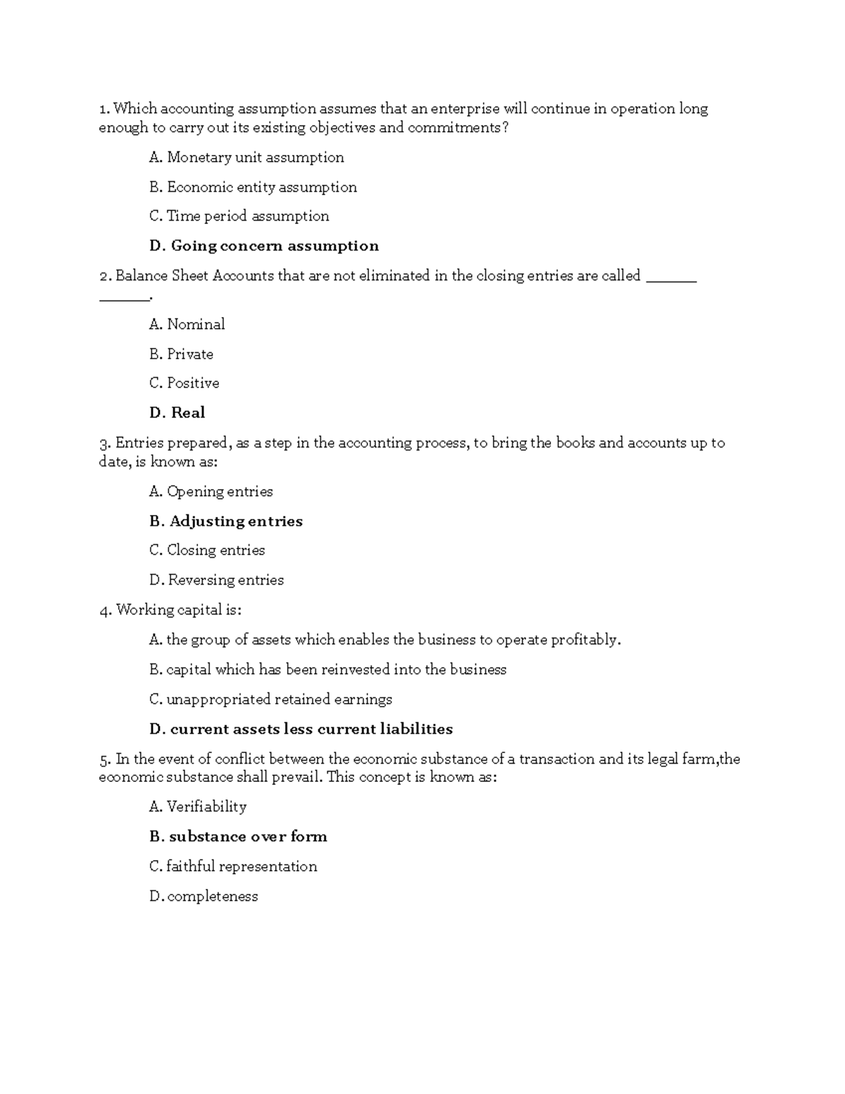 Accounting Concepts Quiz (ACCT 101) - Studocu