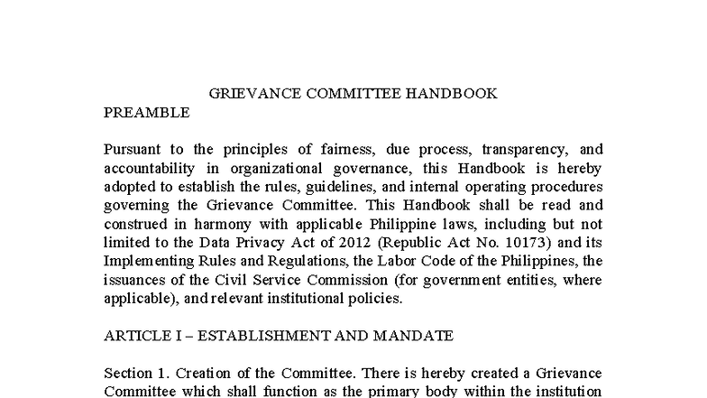 Grievance Committee Handbook: Rules & Procedures (Annexes Included ...