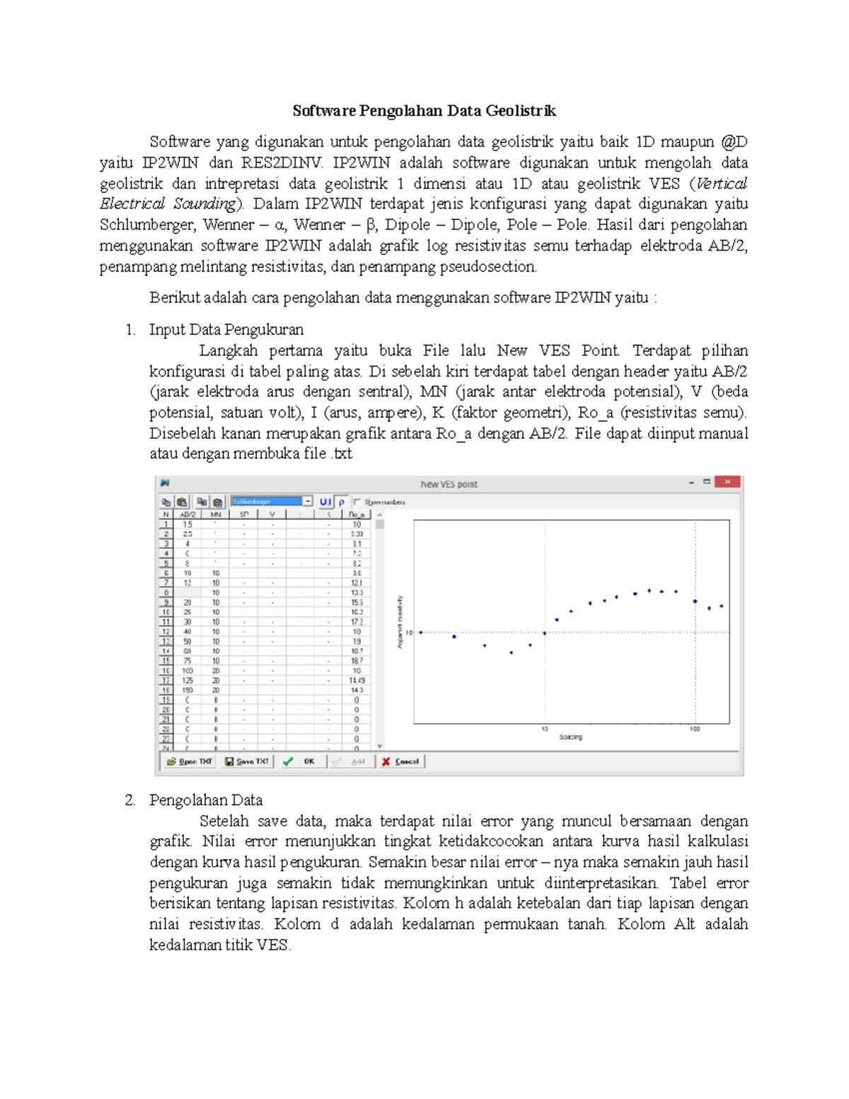 Panduan Software Geolistrik 1D & 2D: IP2WIN & RES2DINV - Studocu
