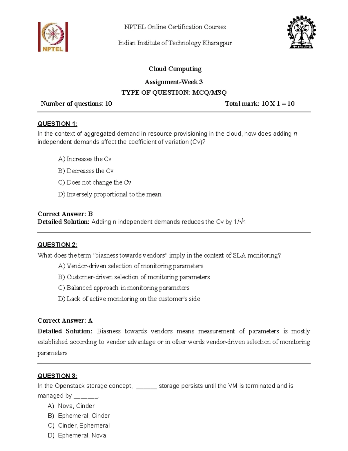 Assignment week 2 solution - NPTEL Online Certification Courses Indian Institute of Technology ...