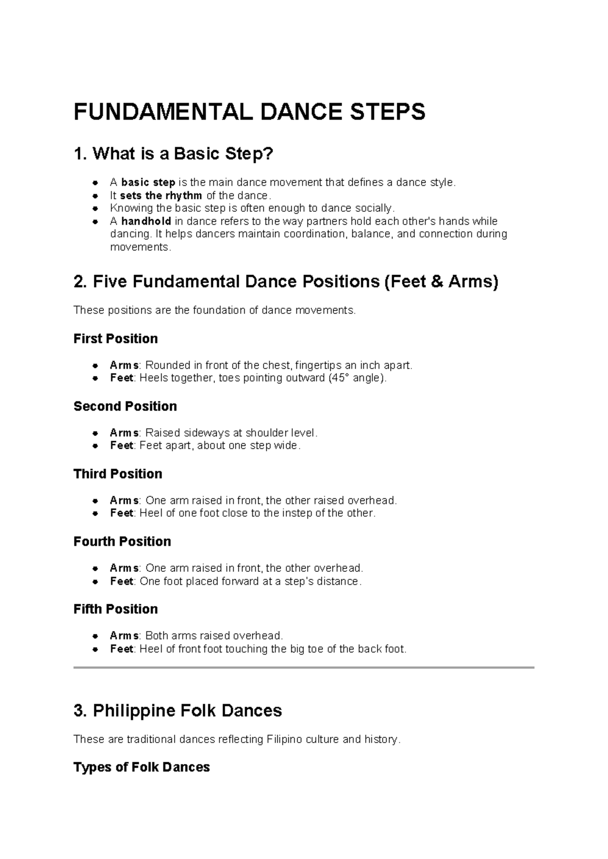 Fundamental Dance Steps: A Guide to Basic Movements and Positions - Studocu