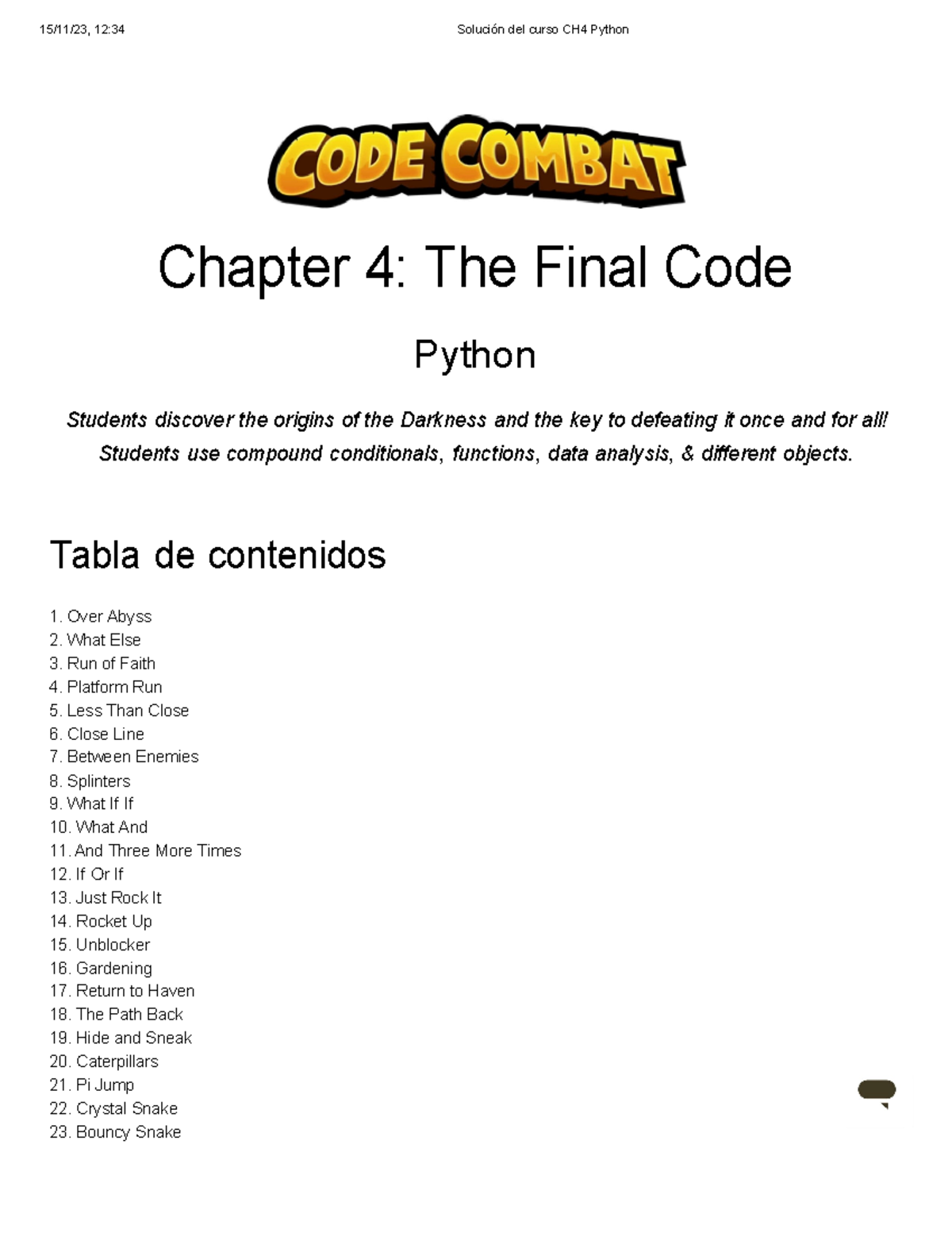Chapter 4: The Final Code (Python Course) Solutions & Summaries - Studocu