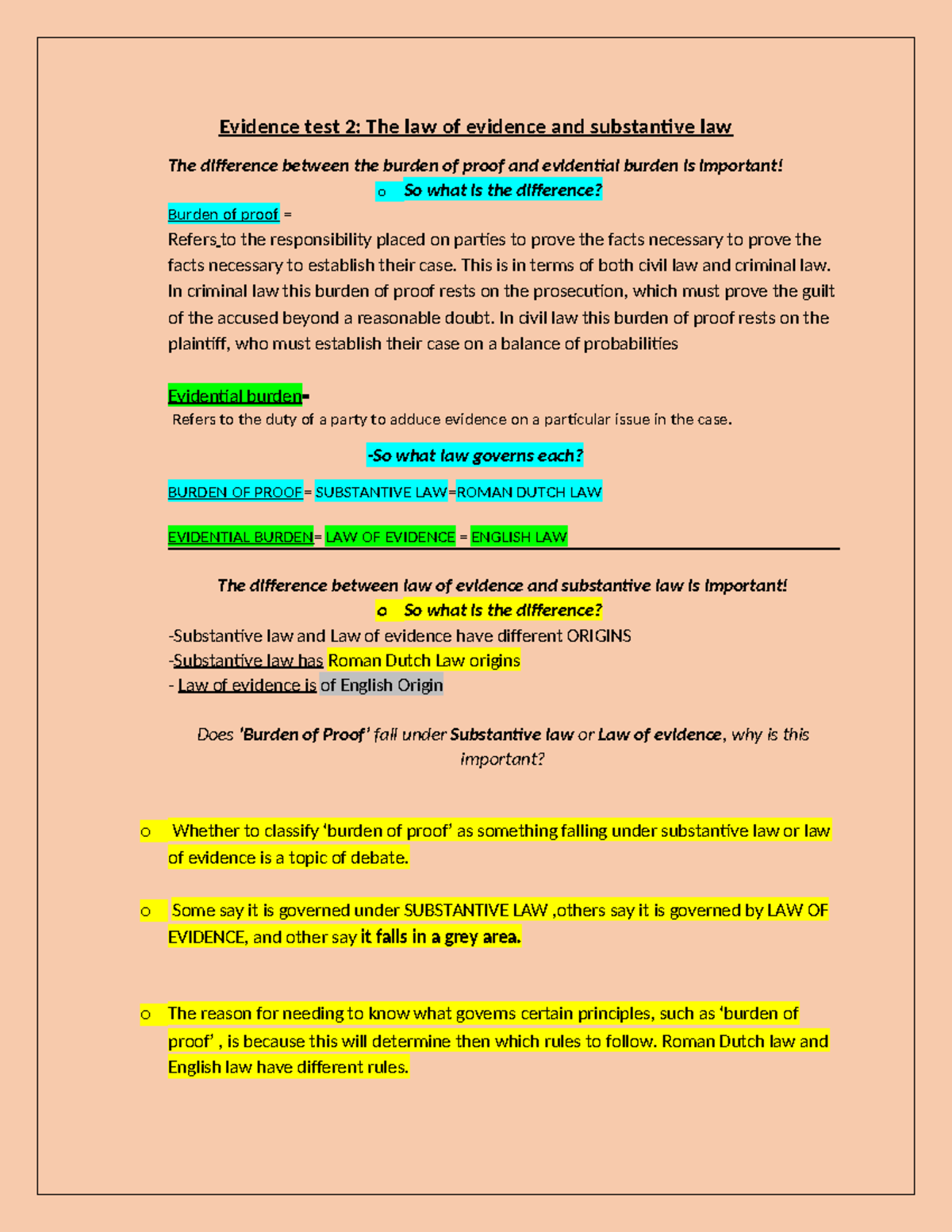 Evidence Test 2: LECTURE NOTES on Burden of Proof & Estoppel Concepts ...