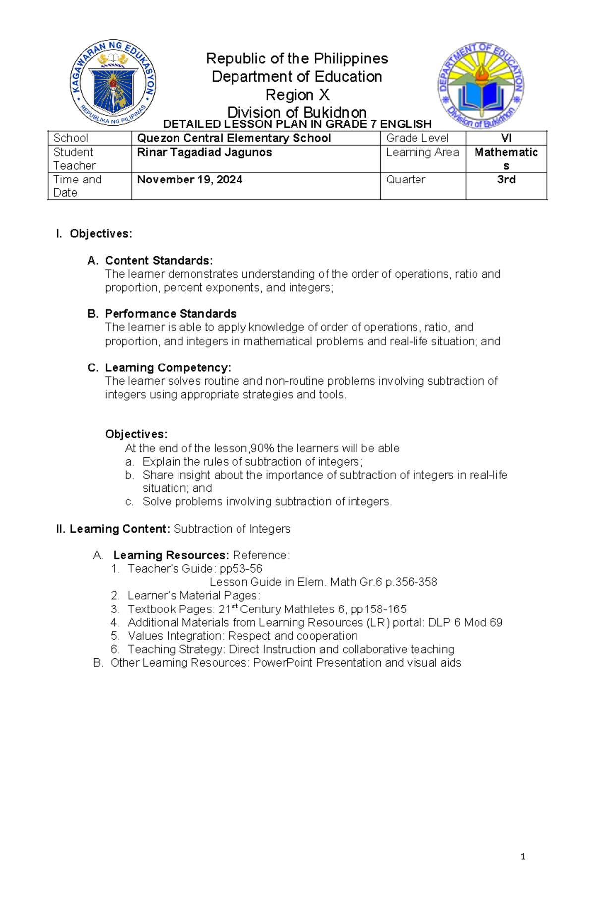Deped-LP- Template - sharing - DETAILED LESSON PLAN IN GRADE 7 ENGLISH ...