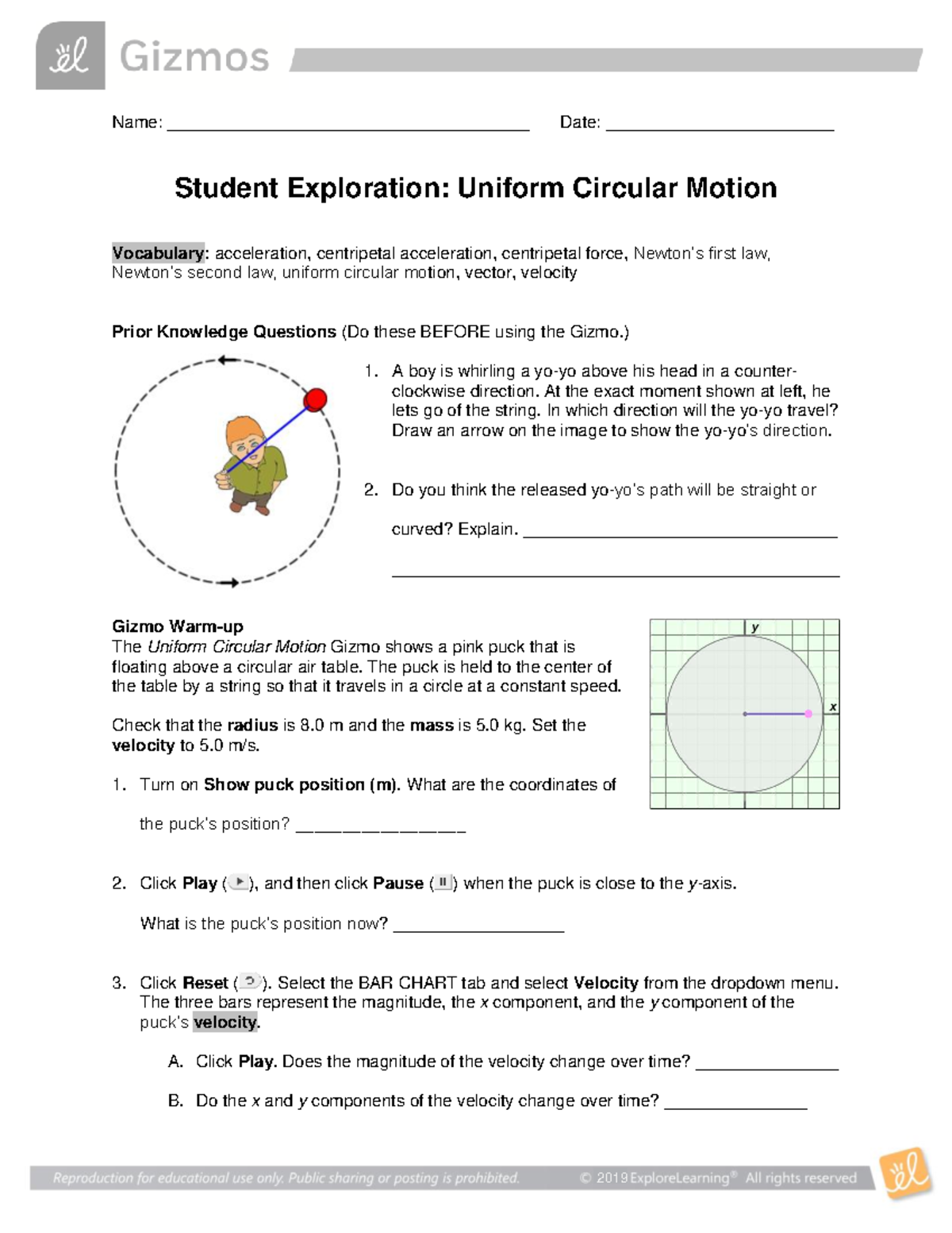 Uniform Circular Motion SE: Key Concepts & Activities - Studocu