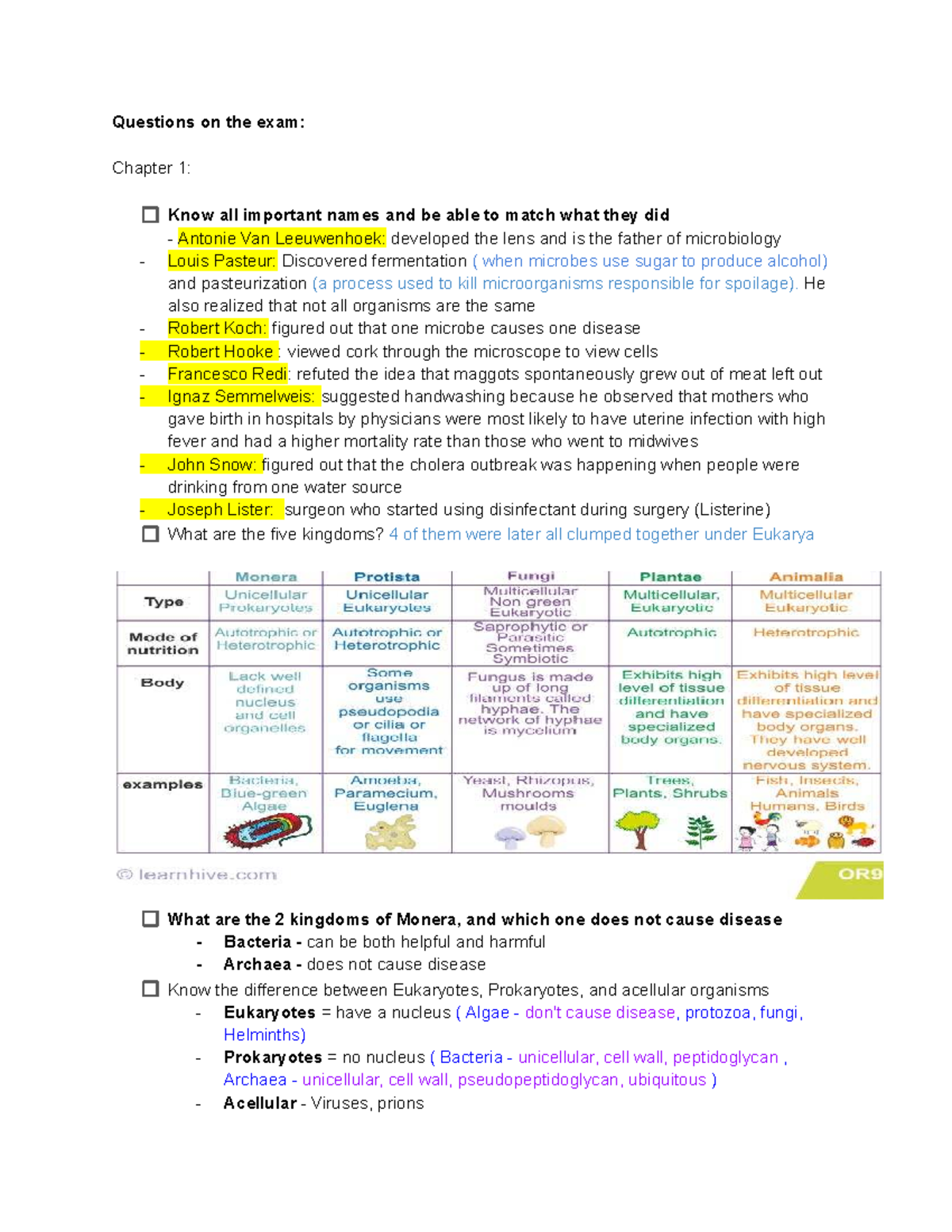 Microbiology 101: Exam 1 Study Guide - Key Concepts & Definitions - Studocu