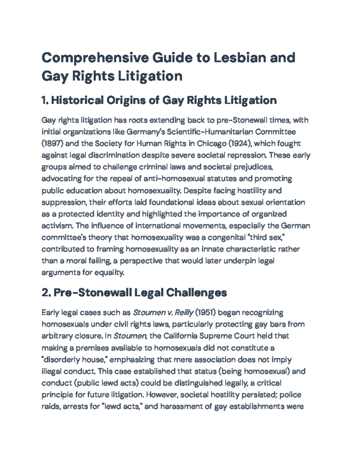 Comprehensive Overview of Lesbian and Gay Rights Litigation History ...