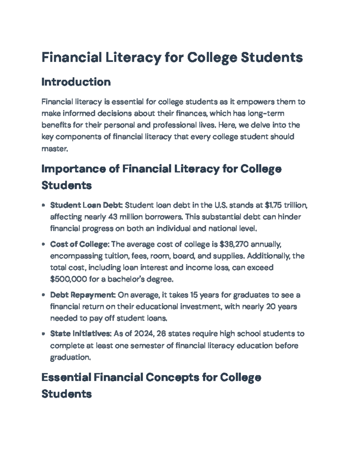 Financial Literacy for College Students: Essential Skills & Strategies ...
