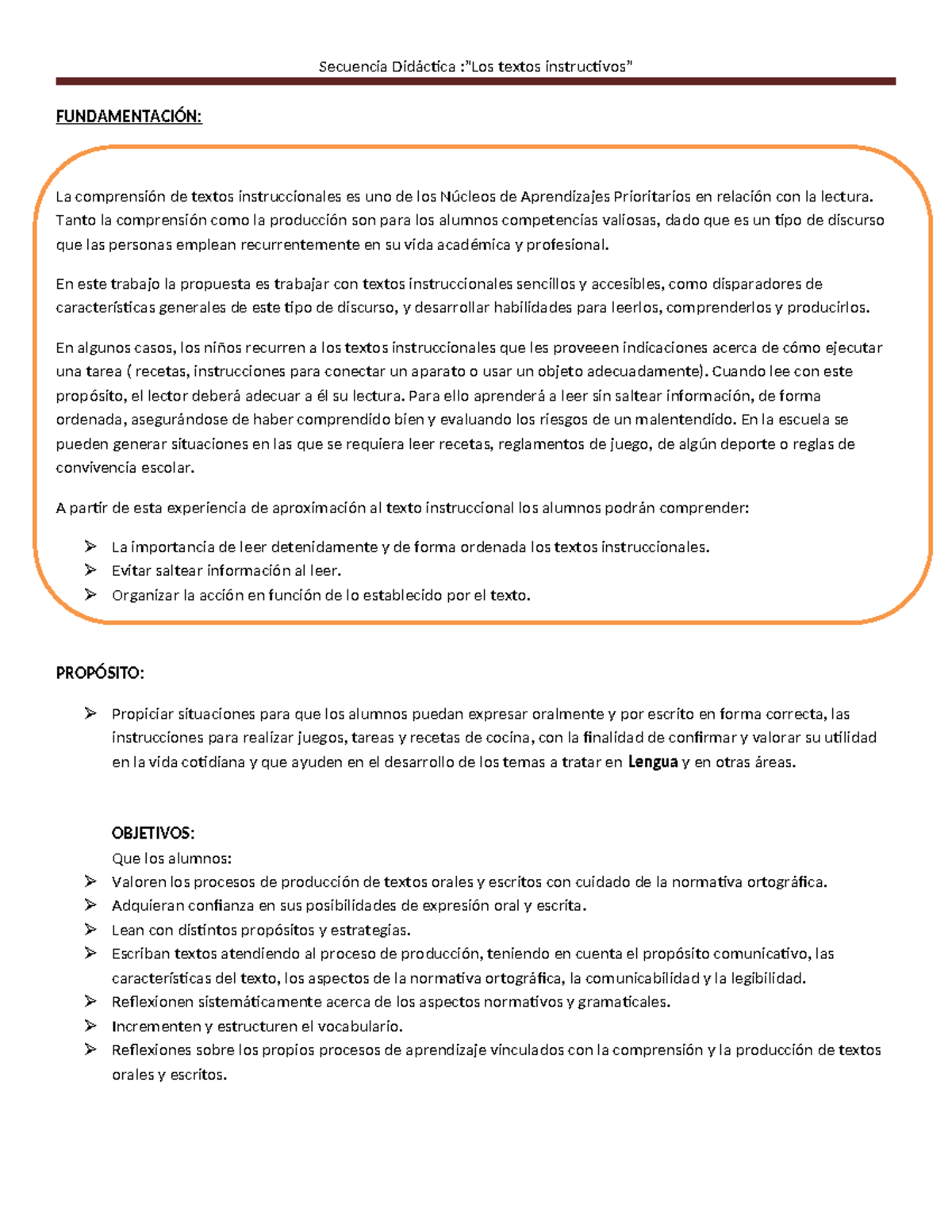 432684243 Textos instructivos Secuencia Didactica - FUNDAMENTACIÓN: La comprensión de textos ...
