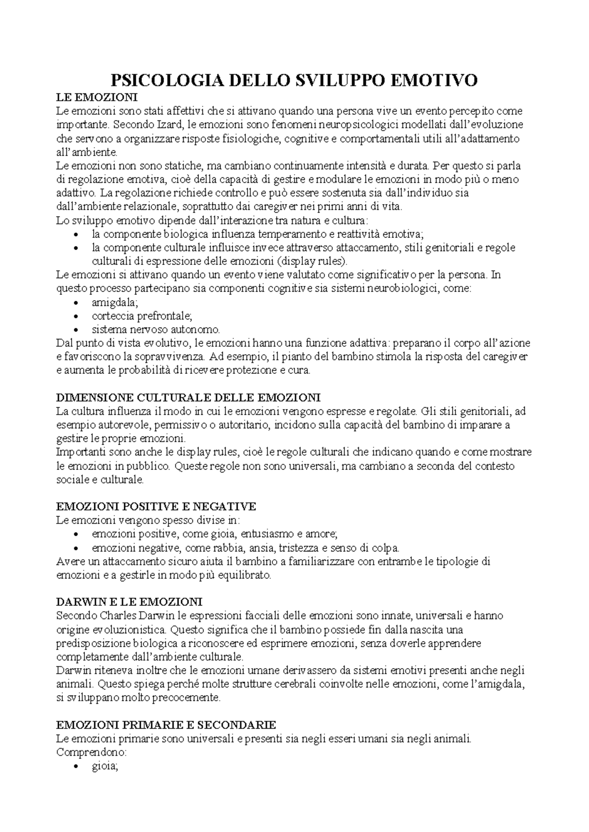 PSICOLOGIA DELLO SVILUPPO EMOTIVO: LE EMOZIONI E IL LORO IMPATTO - Studocu