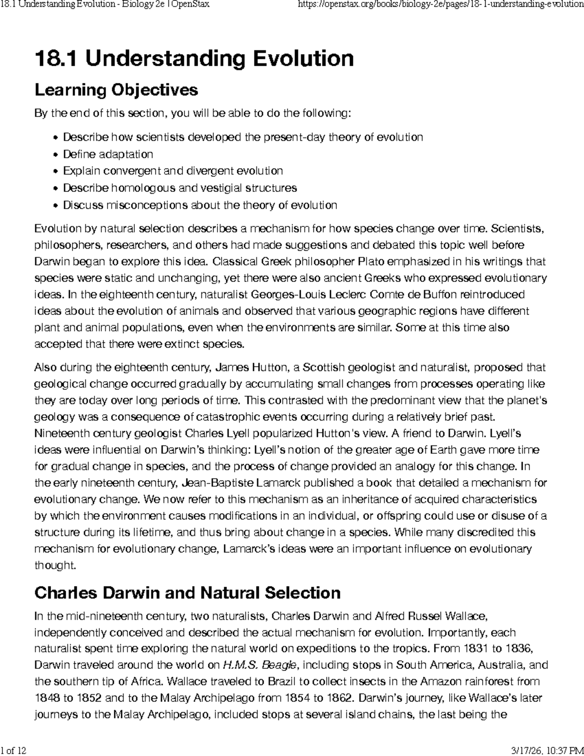 18.1 Understanding Evolution: Key Concepts in Biology 2e - Studocu
