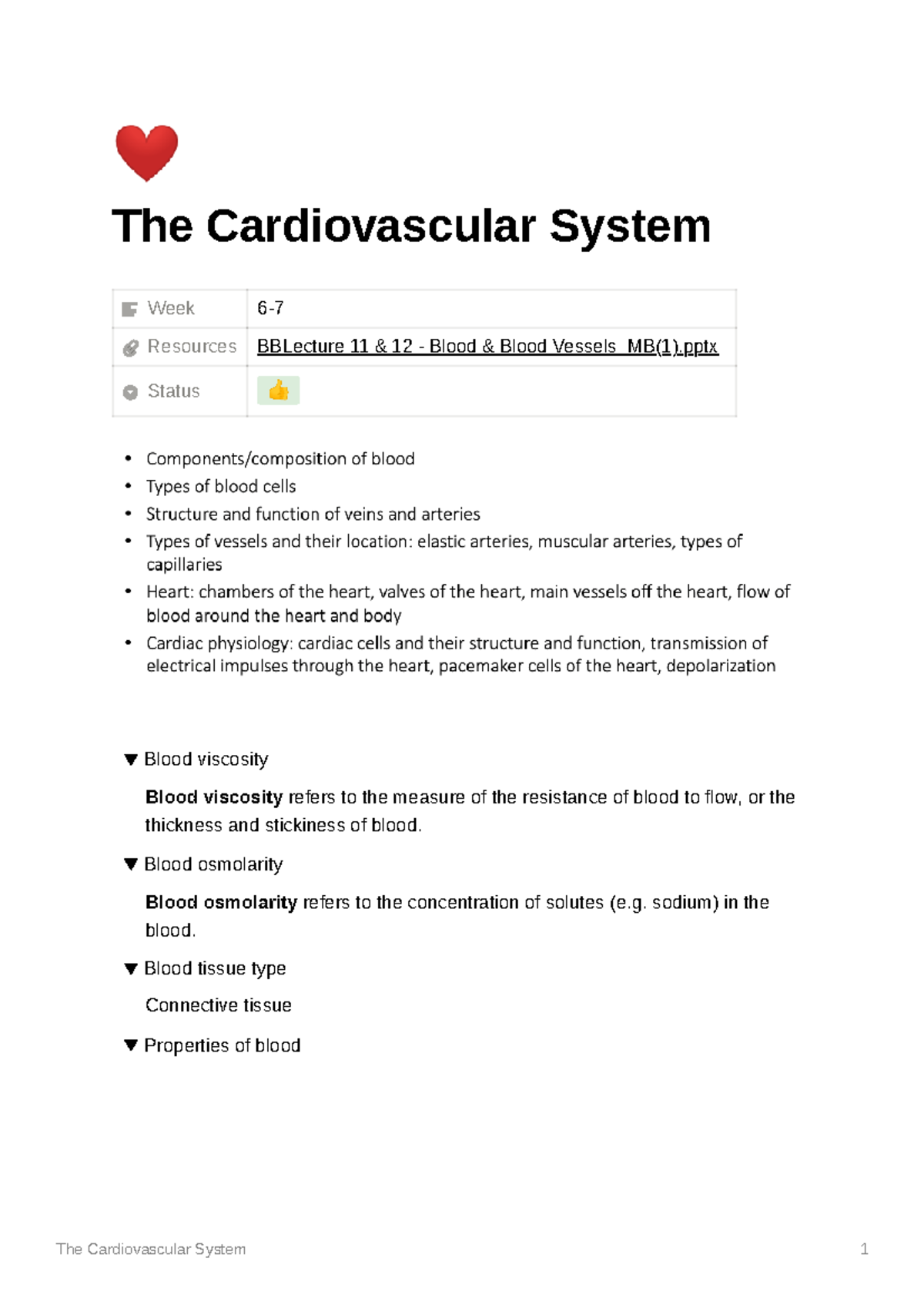 The Cardiovascular System - The Cardiovascular System Week 6- Resources ...