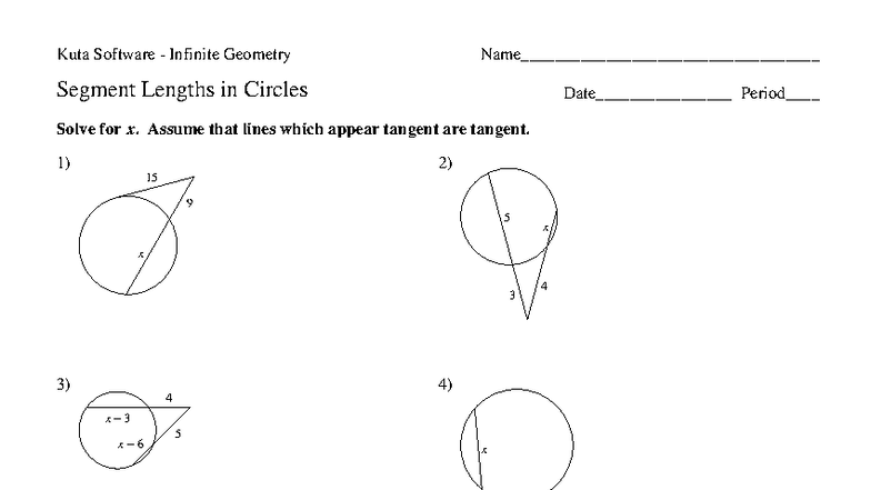 11-Segment Lengths in Circles - Kuta Software Worksheet - Studocu