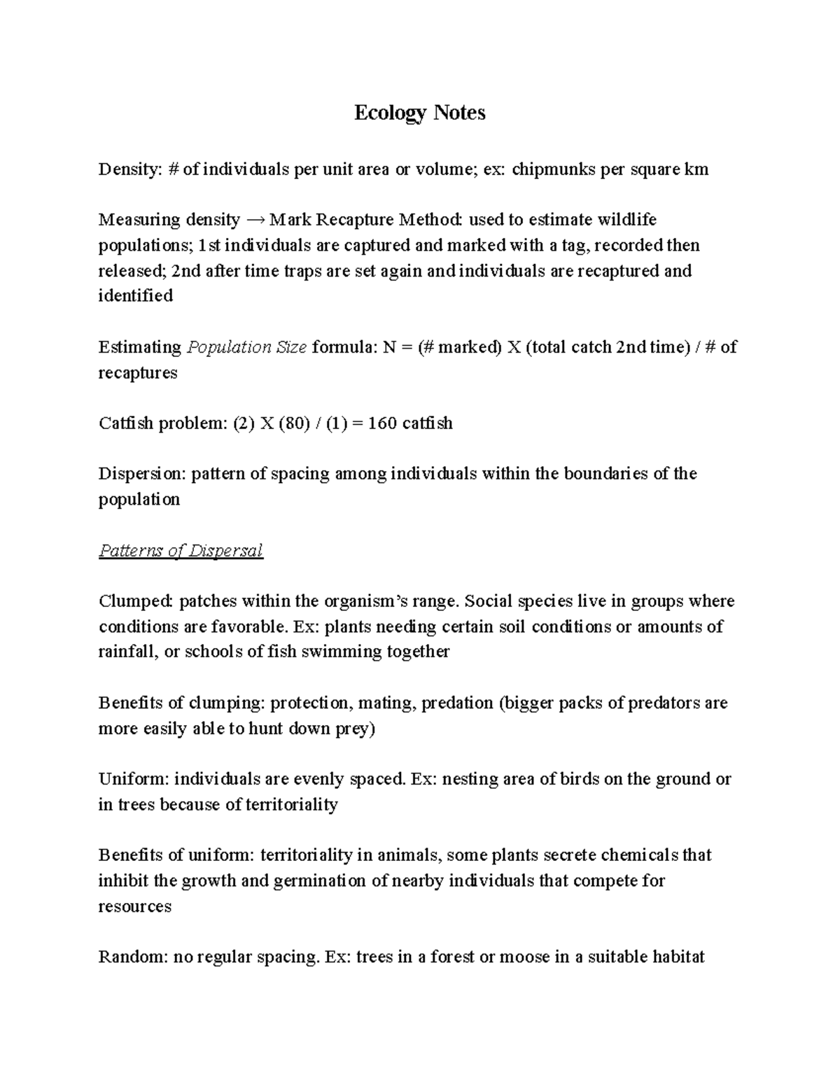 AP Bio Unit 8 Ecology Exam Notes: Population & Community Dynamics - Studocu