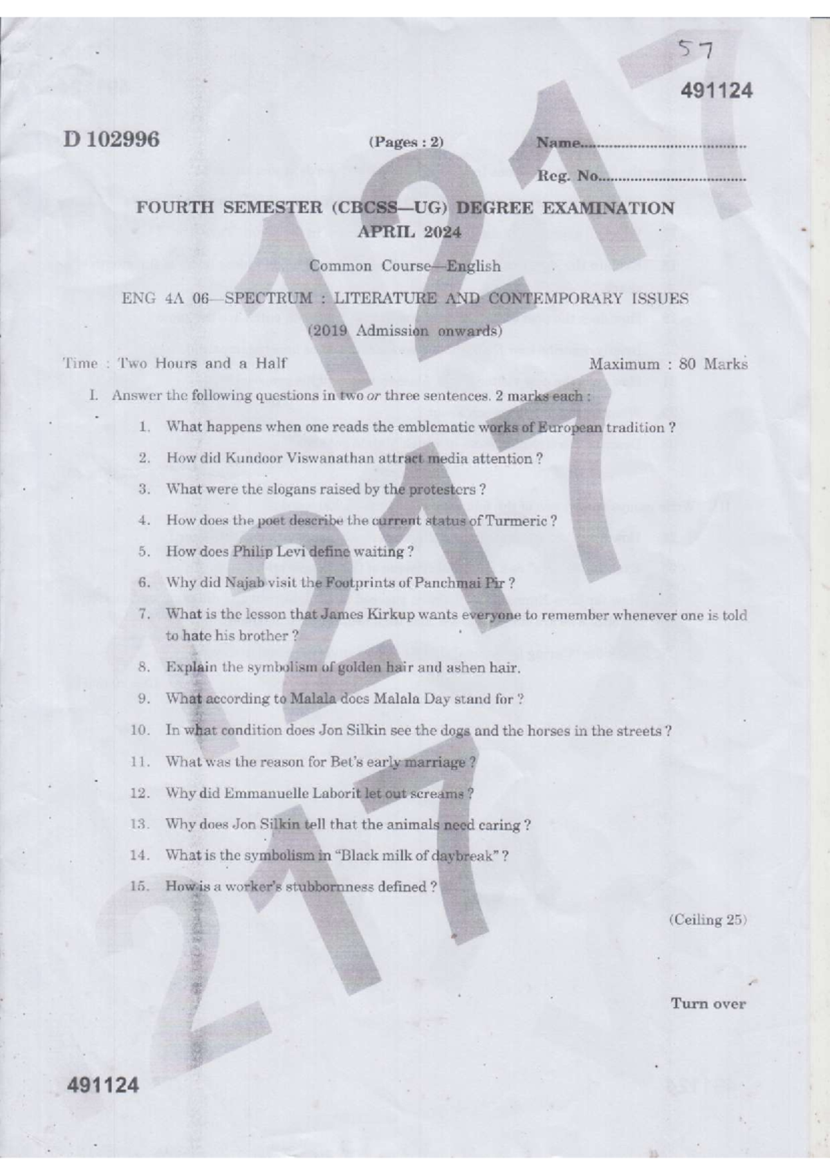 ENG 4A: Literature & Contemporary Issues - Fourth Sem Exam Q&A - Studocu