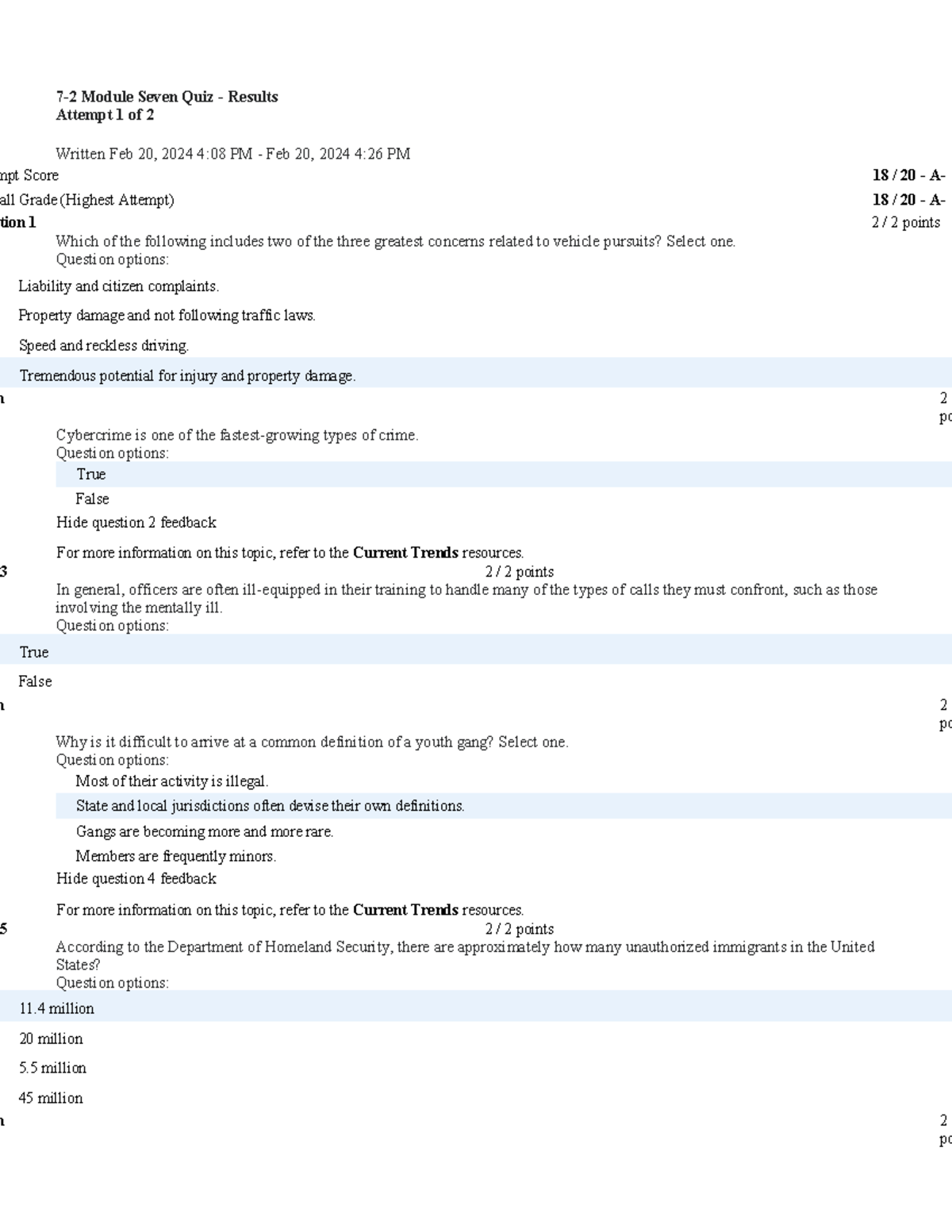 7-2 Module Seven Quiz - Results and Key Insights - Studocu