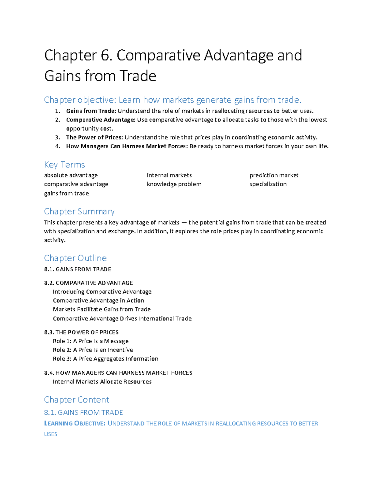 Chapter 6: Comparative Advantage and Gains from Trade (Econ 101 ...