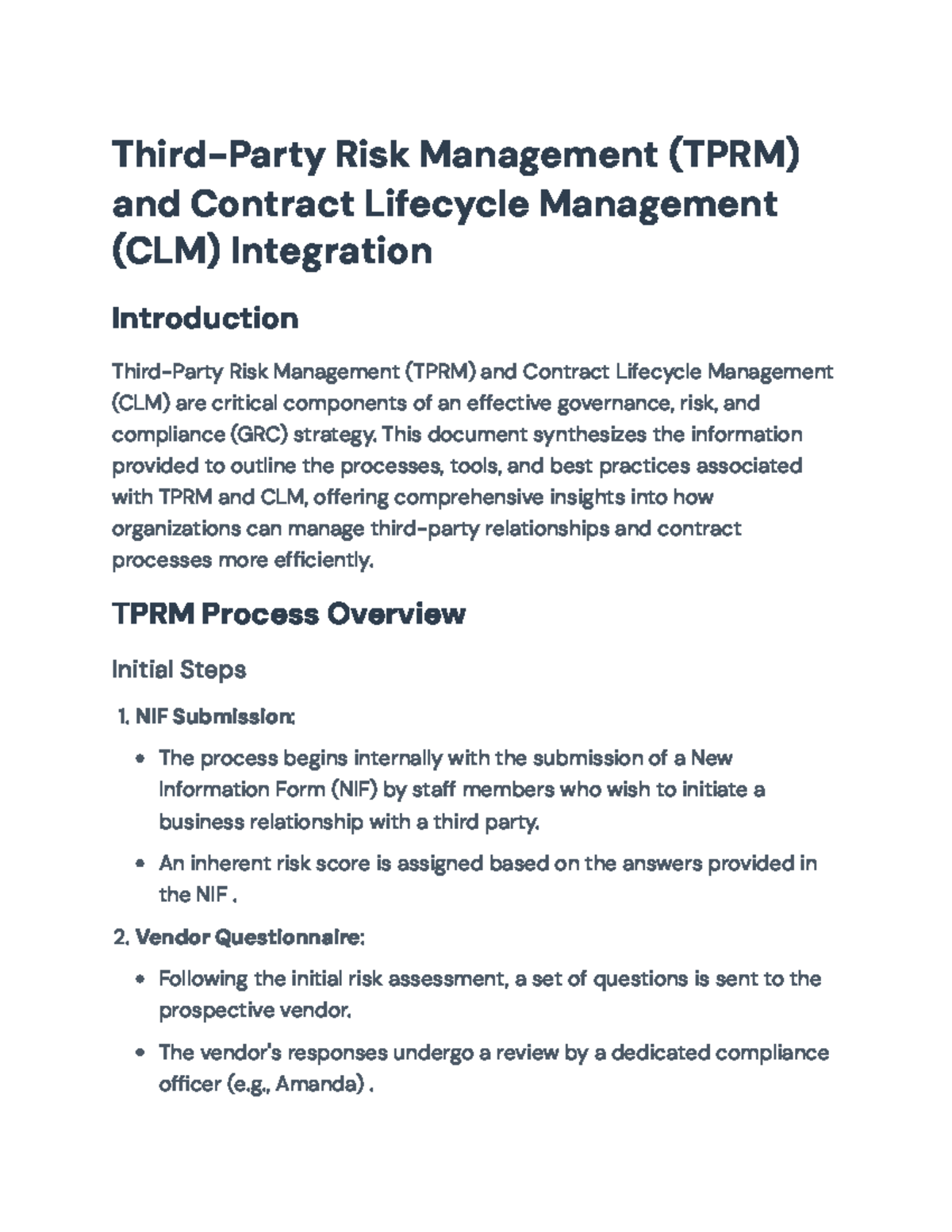 Integration of TPRM and CLM: Best Practices for Risk Management - Third ...