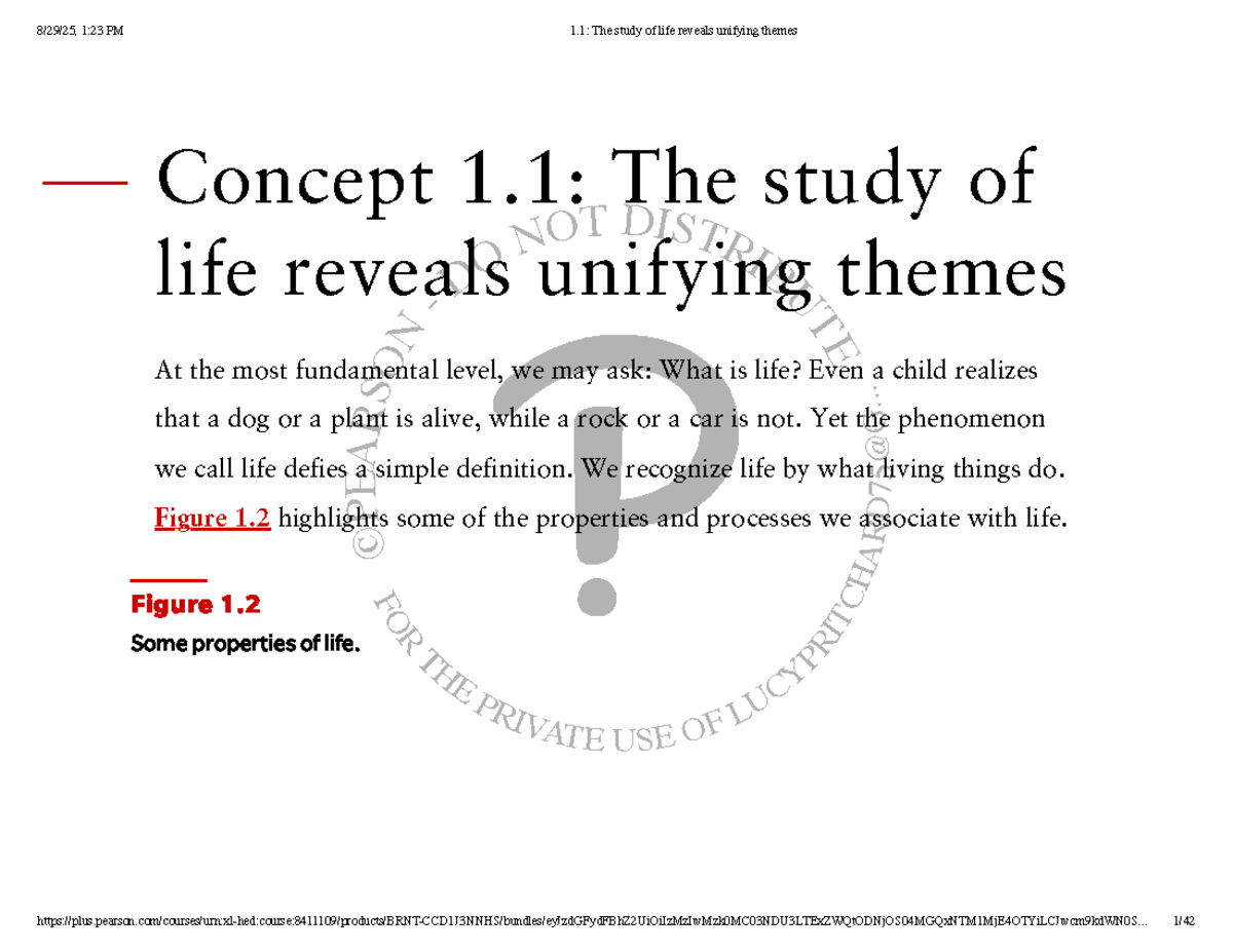 Biology 1.1: Unifying Themes in the Study of Life - Studocu